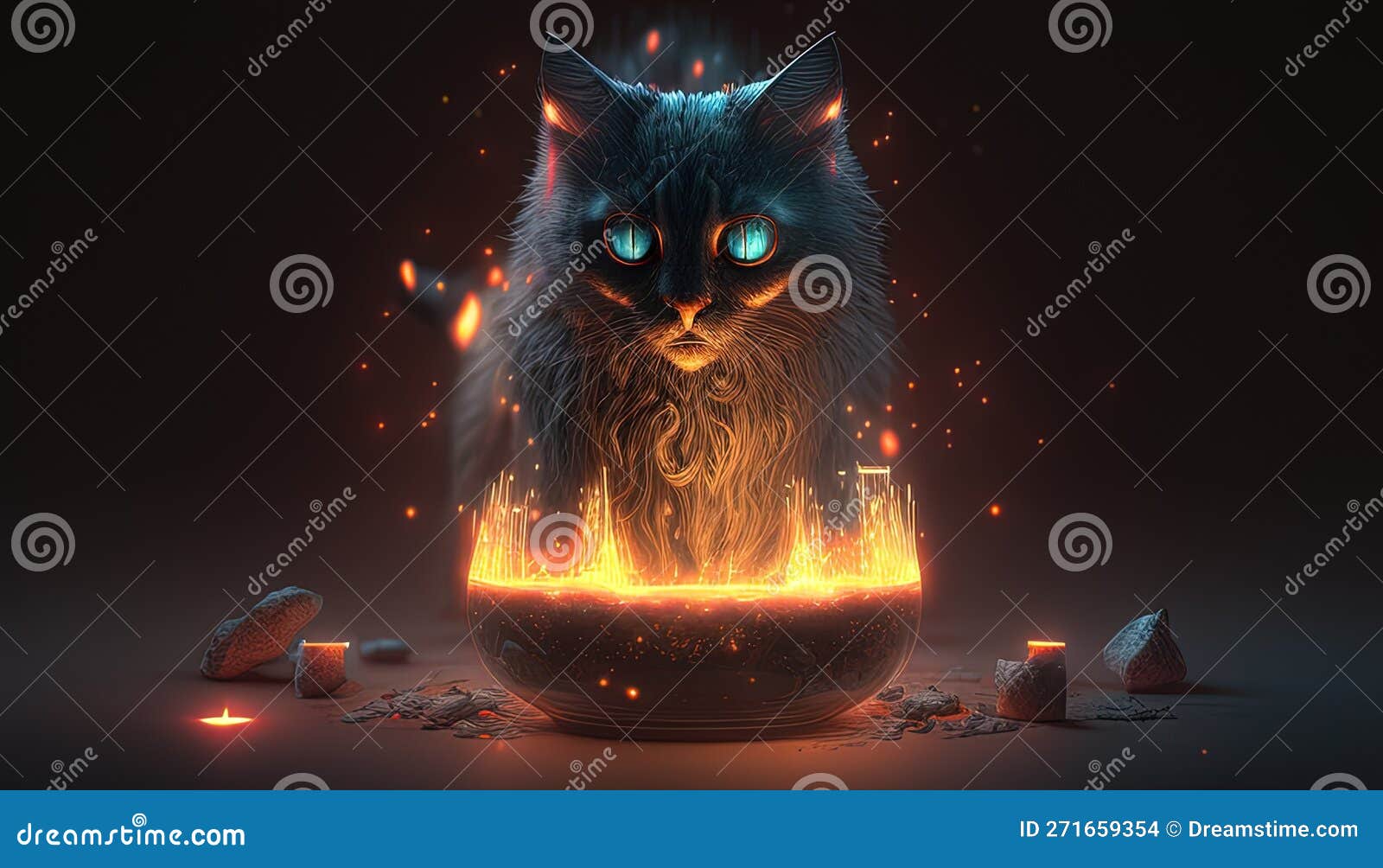 Cursed Cat Digital Art Illustration, Generative AI Stock Illustration ...