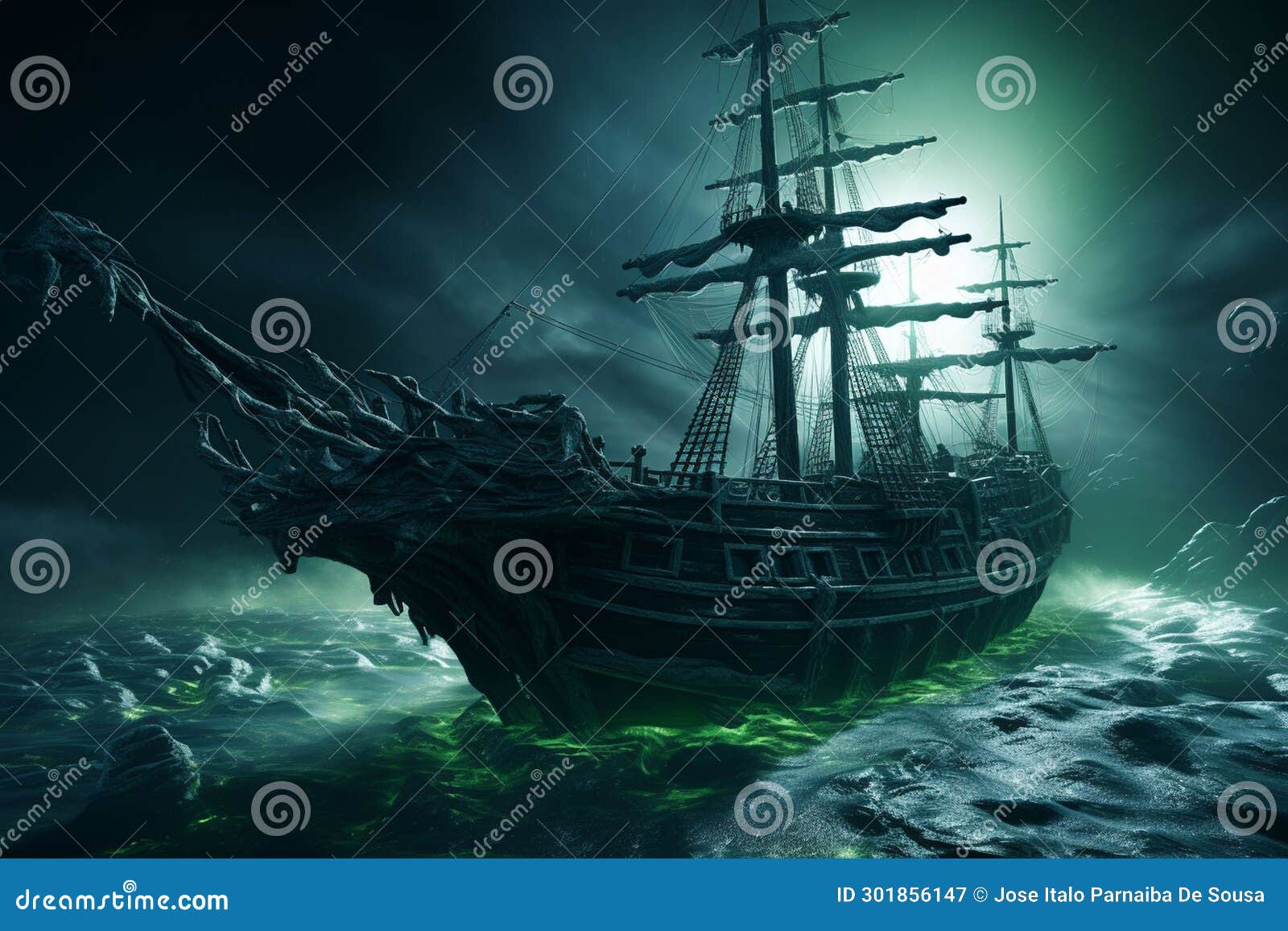 Cursed Ghost Ship A Cursed Ghost Ship Sailing Royalty-Free Stock ...