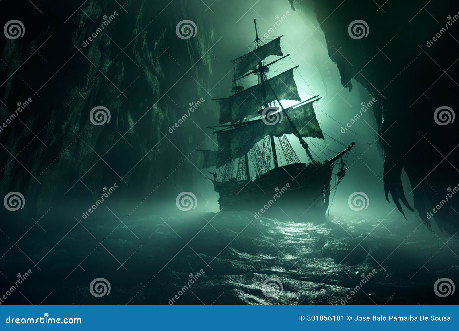 Cursed Ghost Ship Shadows Shadows of a Cursed Stock Illustration ...