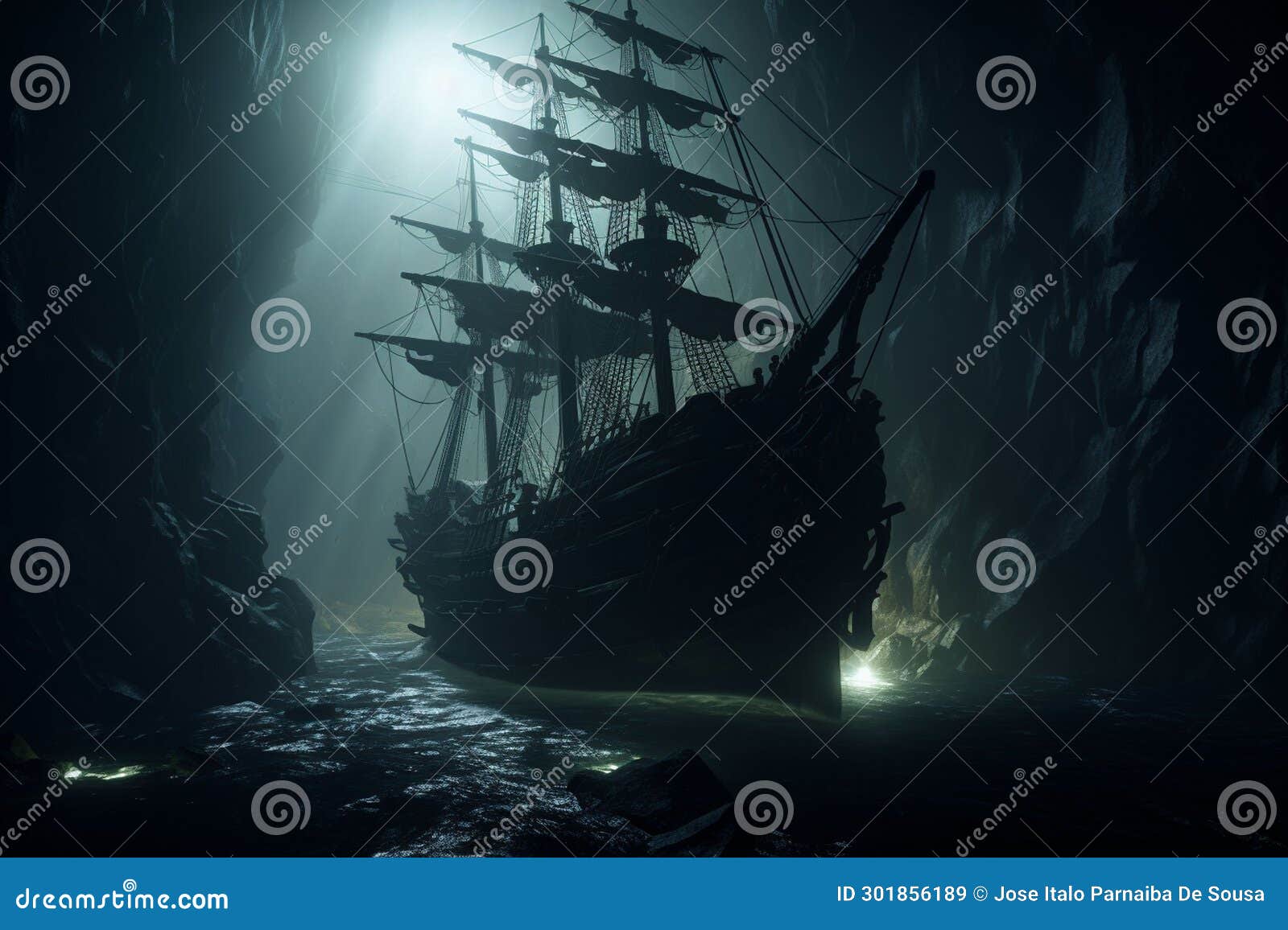 Cursed Ghost Ship A Cursed Ghost Ship Sailing Stock Image ...