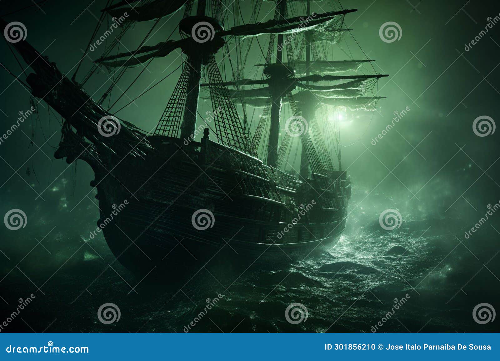 Cursed Ghost Ship Shadows Shadows of a Cursed Stock Illustration ...