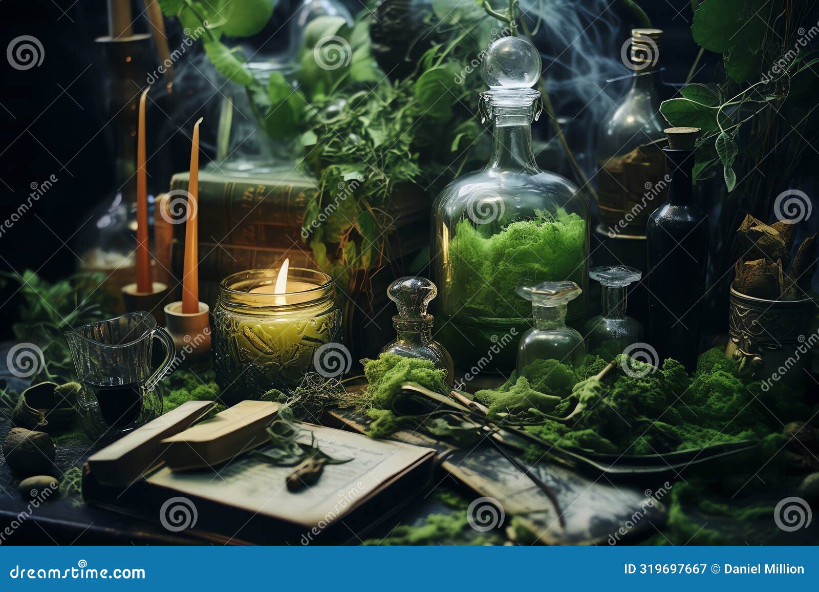 Cursed Objects Green Magical Fairytale World Background Backdrop Stock ...