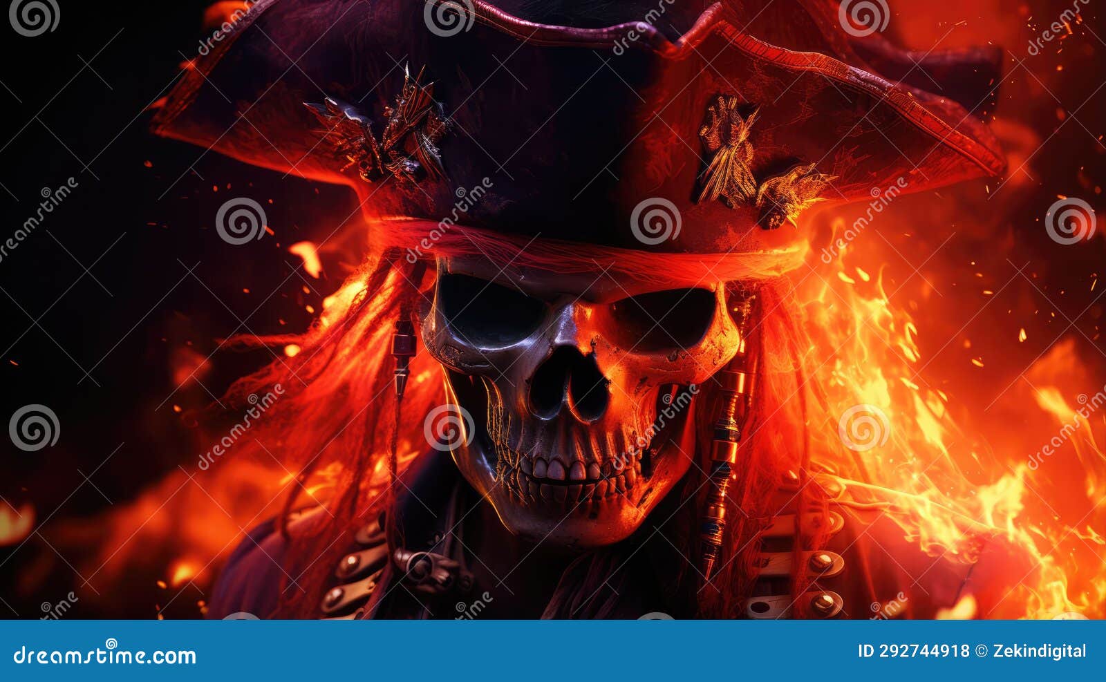Cursed pirate, close up stock illustration. Illustration of grimace ...