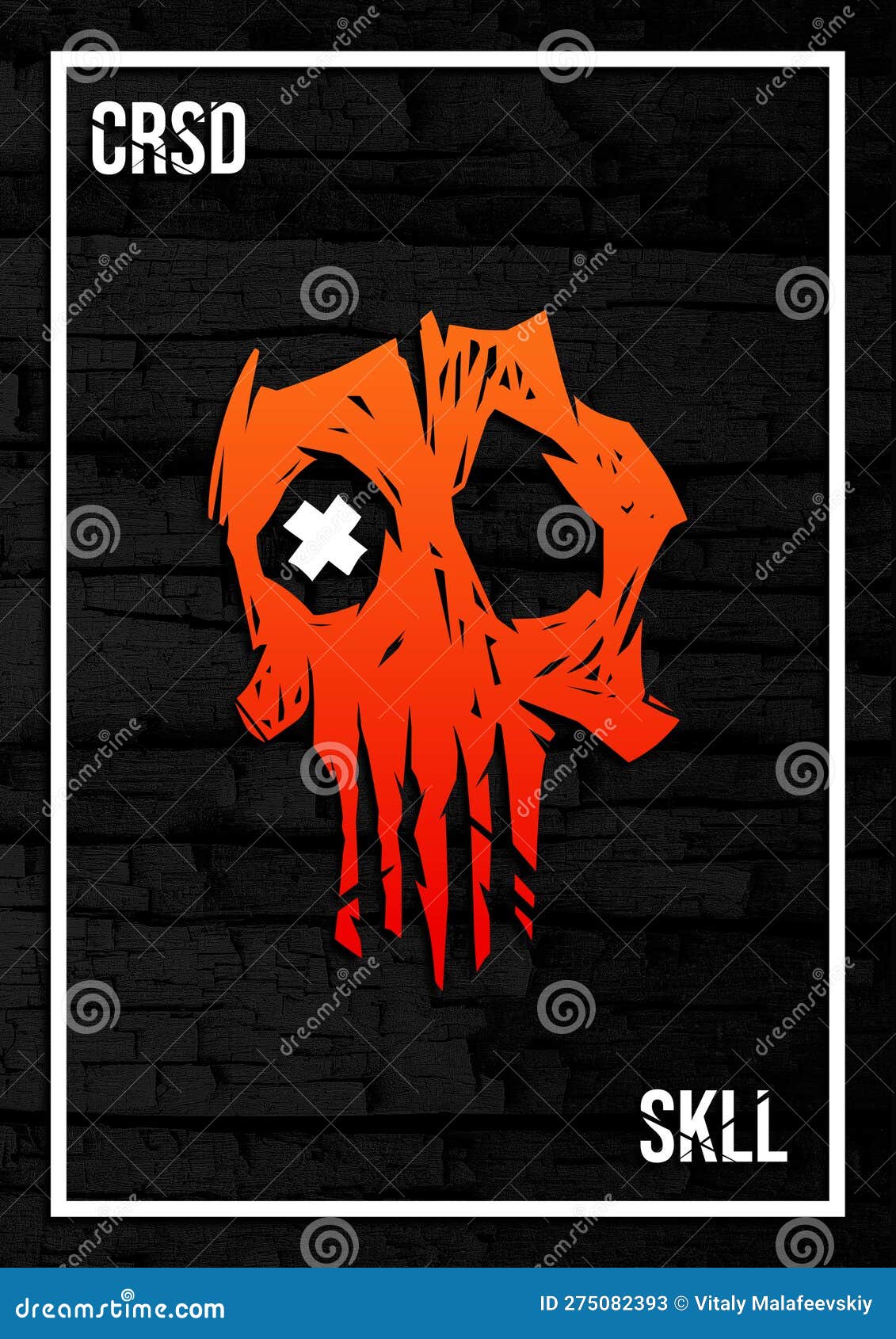 Cursed Red Skull Hand Drawn Printable Poster Concept Stock Illustration ...