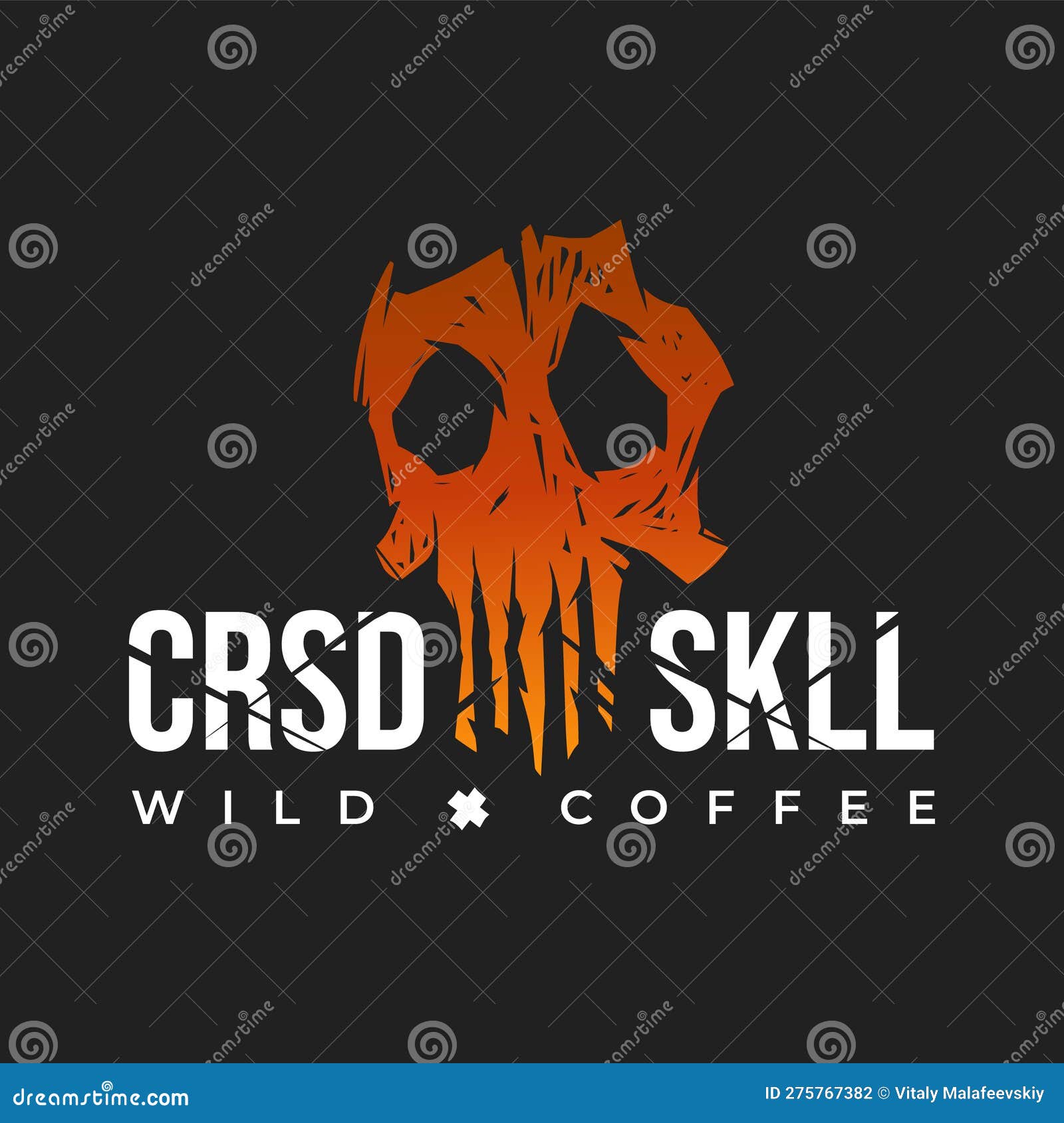 Cursed Skull Wild Coffee Logo Concept. Vector Illustration ...
