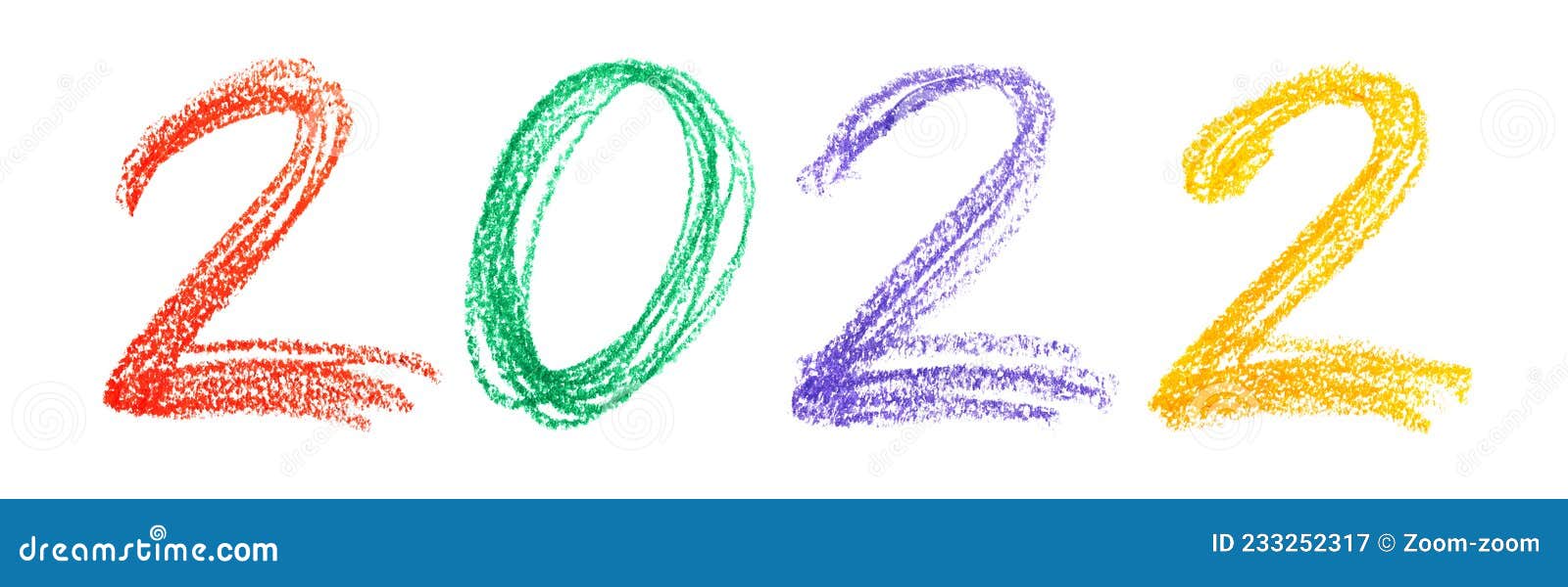 2022 - Cursive Colorful Numbers by Crayon Stock Illustration ...