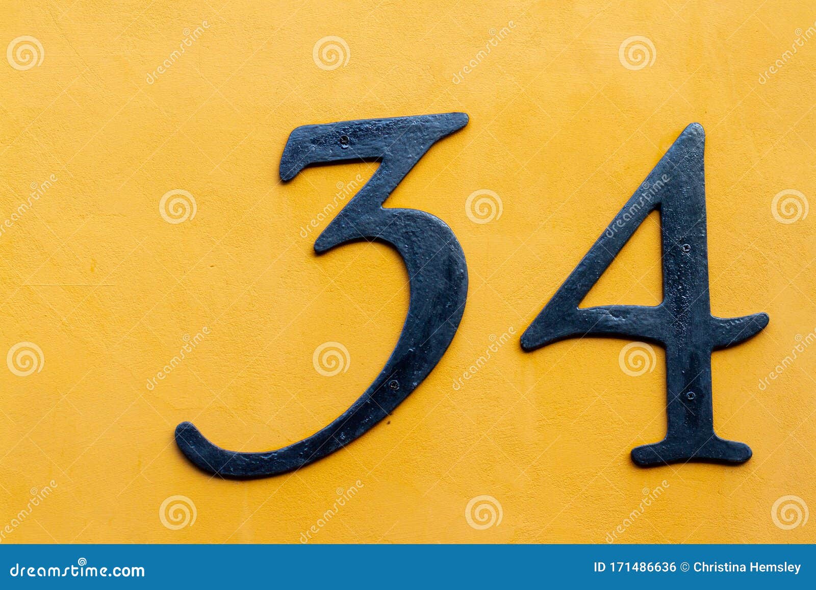 Cursive Number 34 Worked in Black Iron Stock Photo - Image of vintage ...