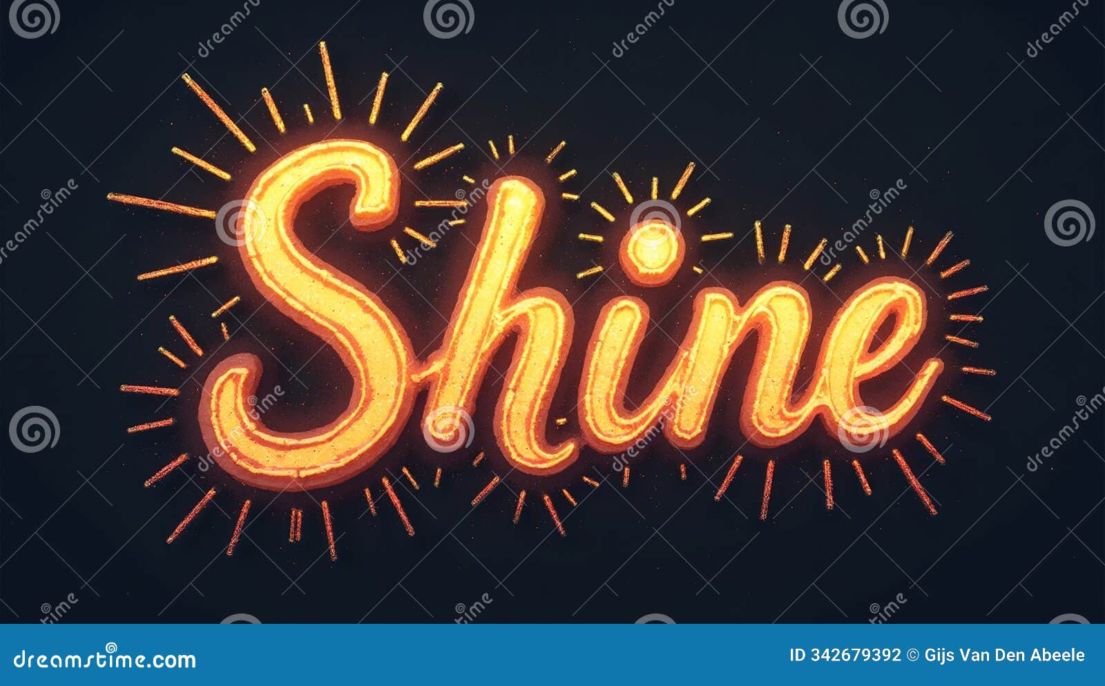 Cursive Shine with Sunburst Rays for Positivity Stock Illustration ...