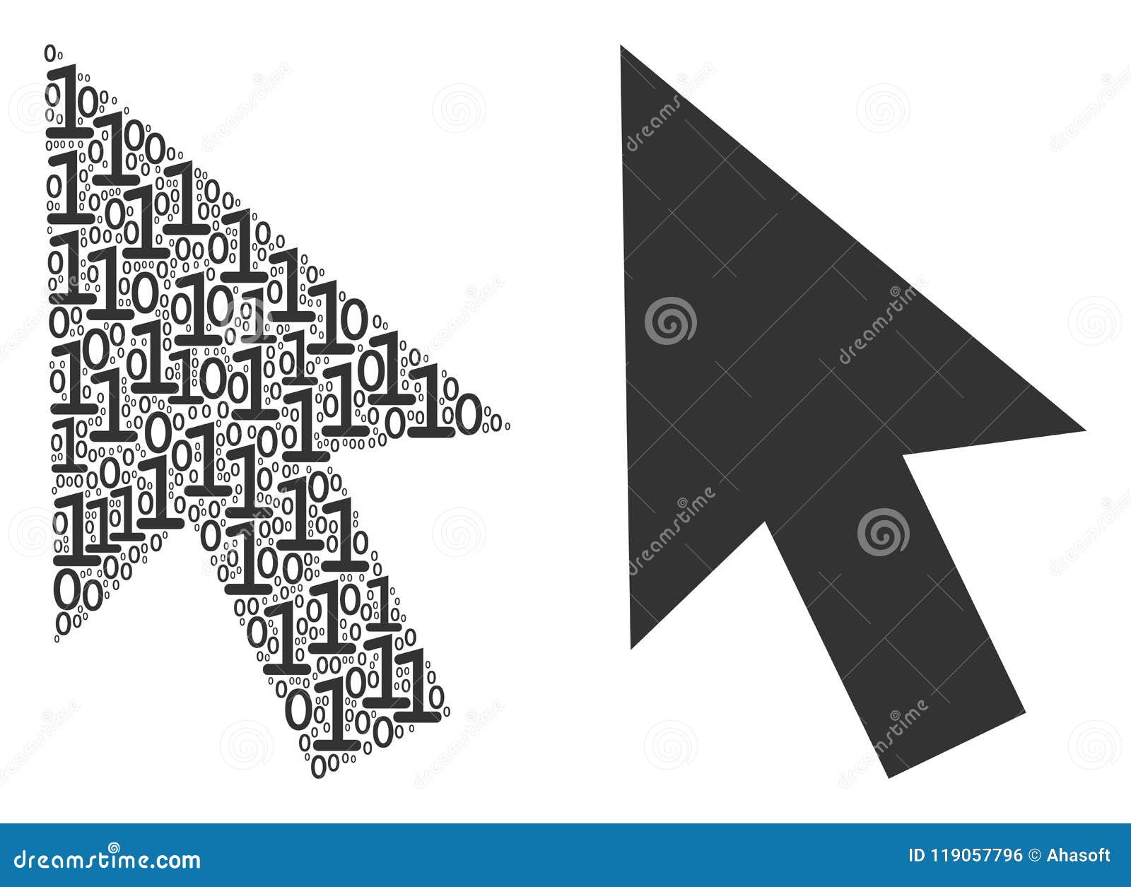 Cursor Arrow Collage of Binary Digits Stock Vector - Illustration of cursor, digit: 119057796