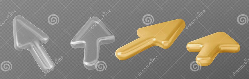 Cursor Arrow 3d Vector Set. Stock Vector - Illustration of transparent ...