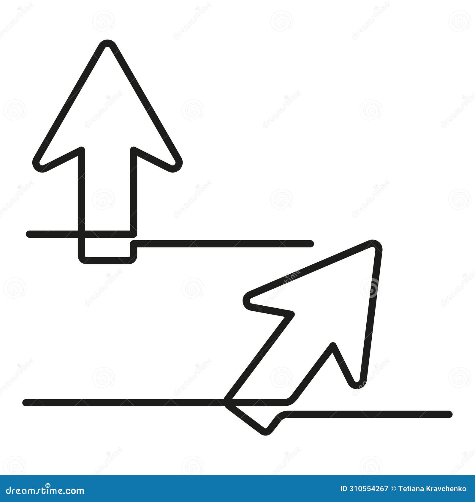 Cursor Arrows Design. Upward and Diagonal Direction. User Interface ...