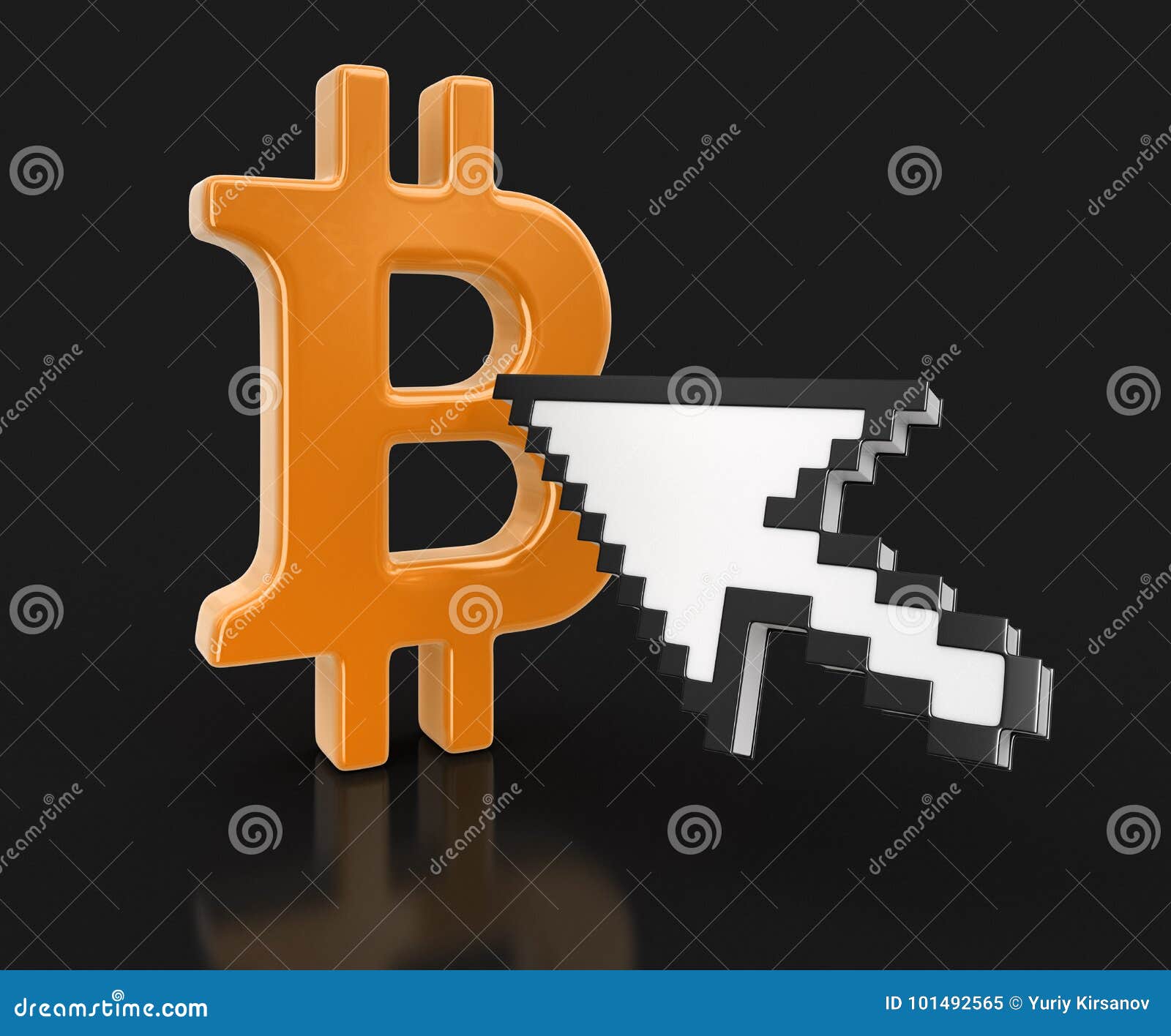Cursor and Bitcoin sign stock illustration. Illustration of banking ...
