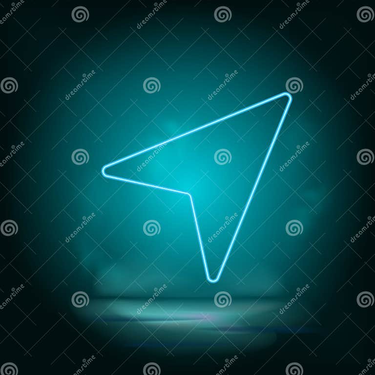 Cursor Blue Neon Vector Icon. Simple Element Illustration from Map and ...