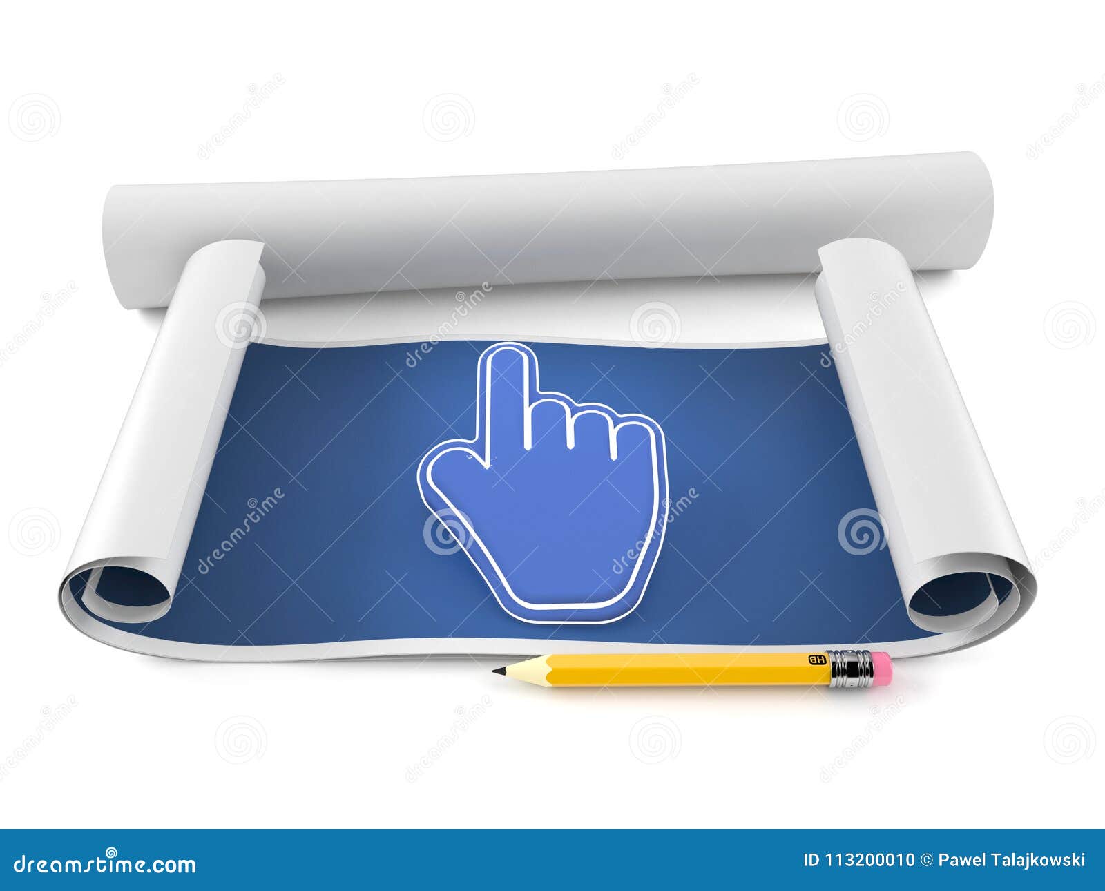 Cursor on blueprint stock illustration. Illustration of paperwork ...