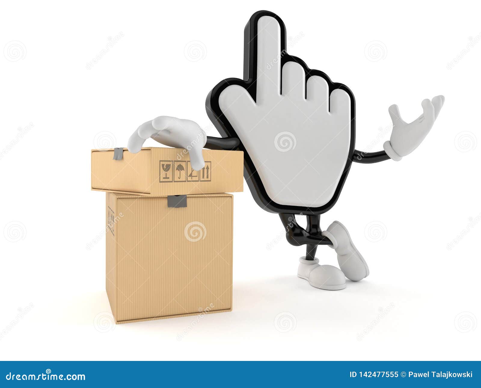 Cursor Character with Stack of Boxes Stock Illustration - Illustration ...