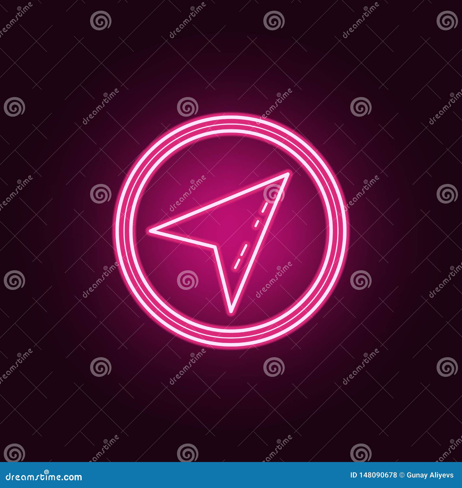Cursor in a Circle Neon Icon. Elements of Navigation Set Stock ...