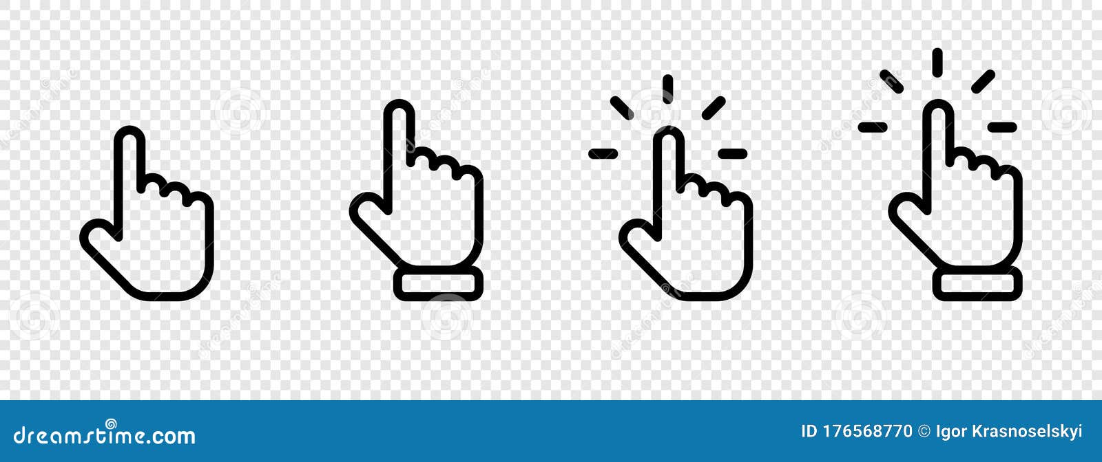 Cursor Click Collection. Cursor Computer Mouses, Isolated on Transparent Background. Clicking ...