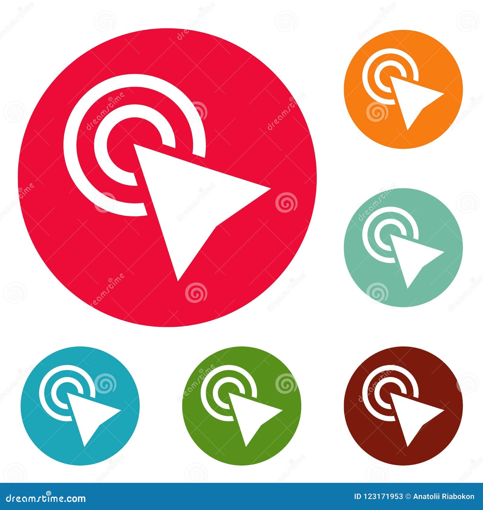 Cursor Click Element Icons Circle Set Stock Illustration - Illustration ...