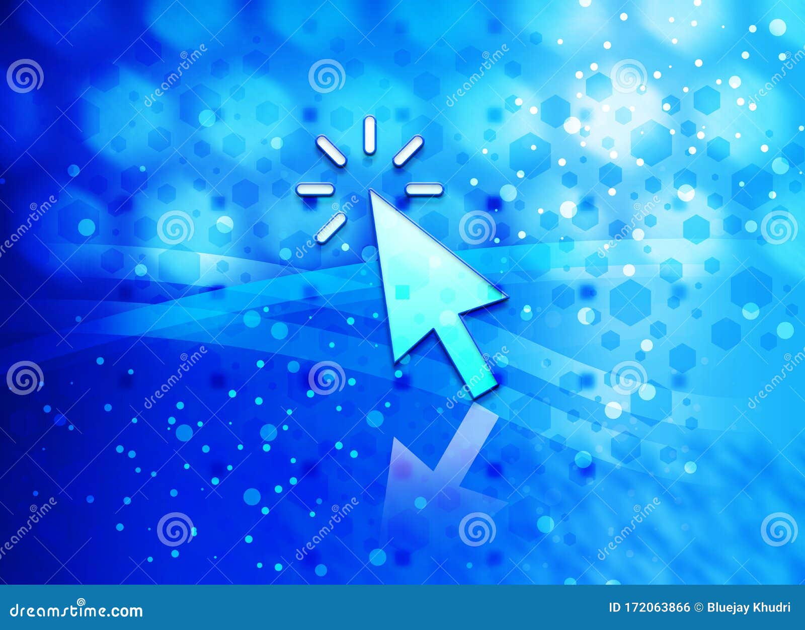 Cursor Click Icon Abstract Light Cyan Blue Hexagon Pattern Background ...