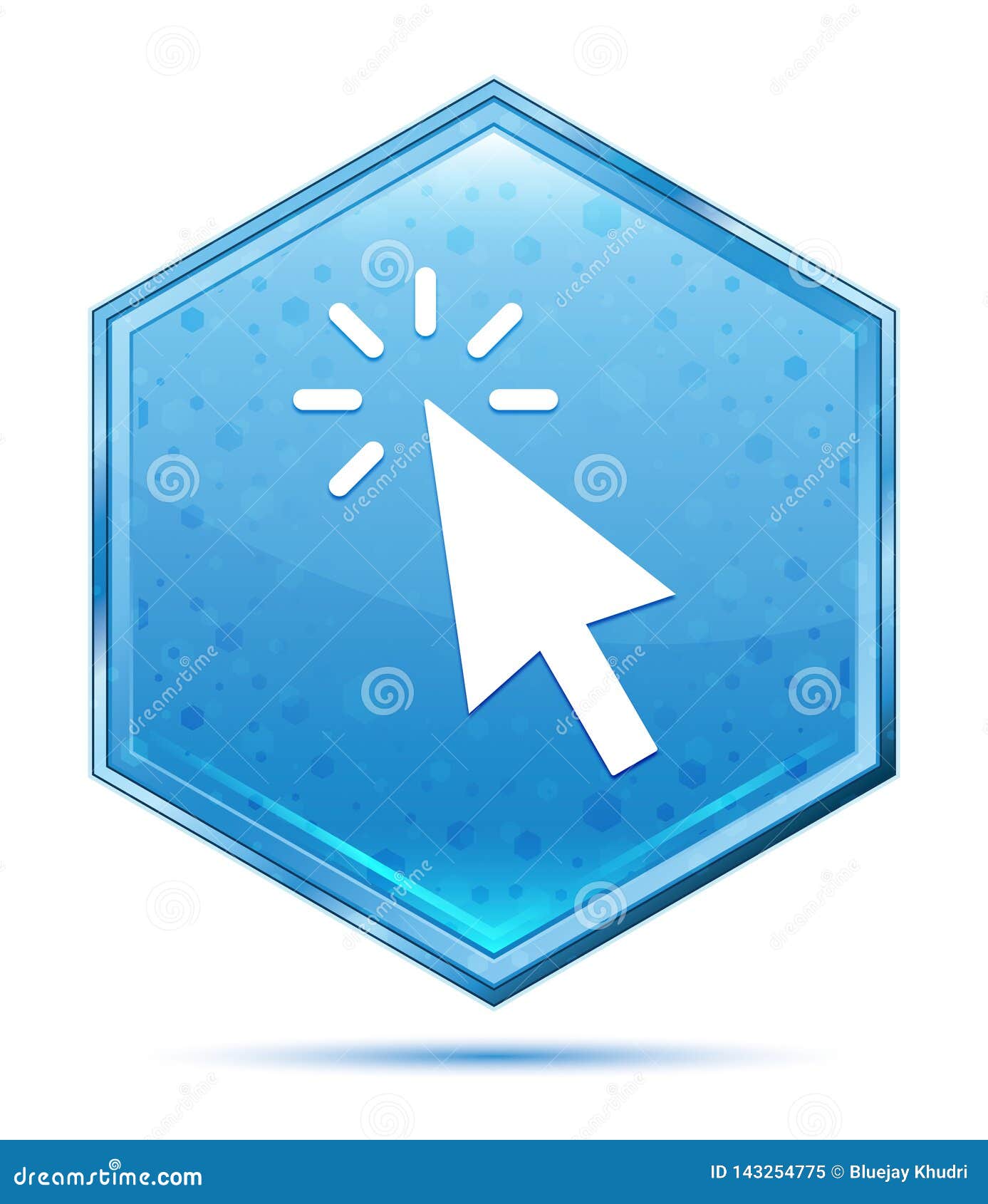 Cursor Click Icon Crystal Blue Hexagon Button Stock Illustration ...