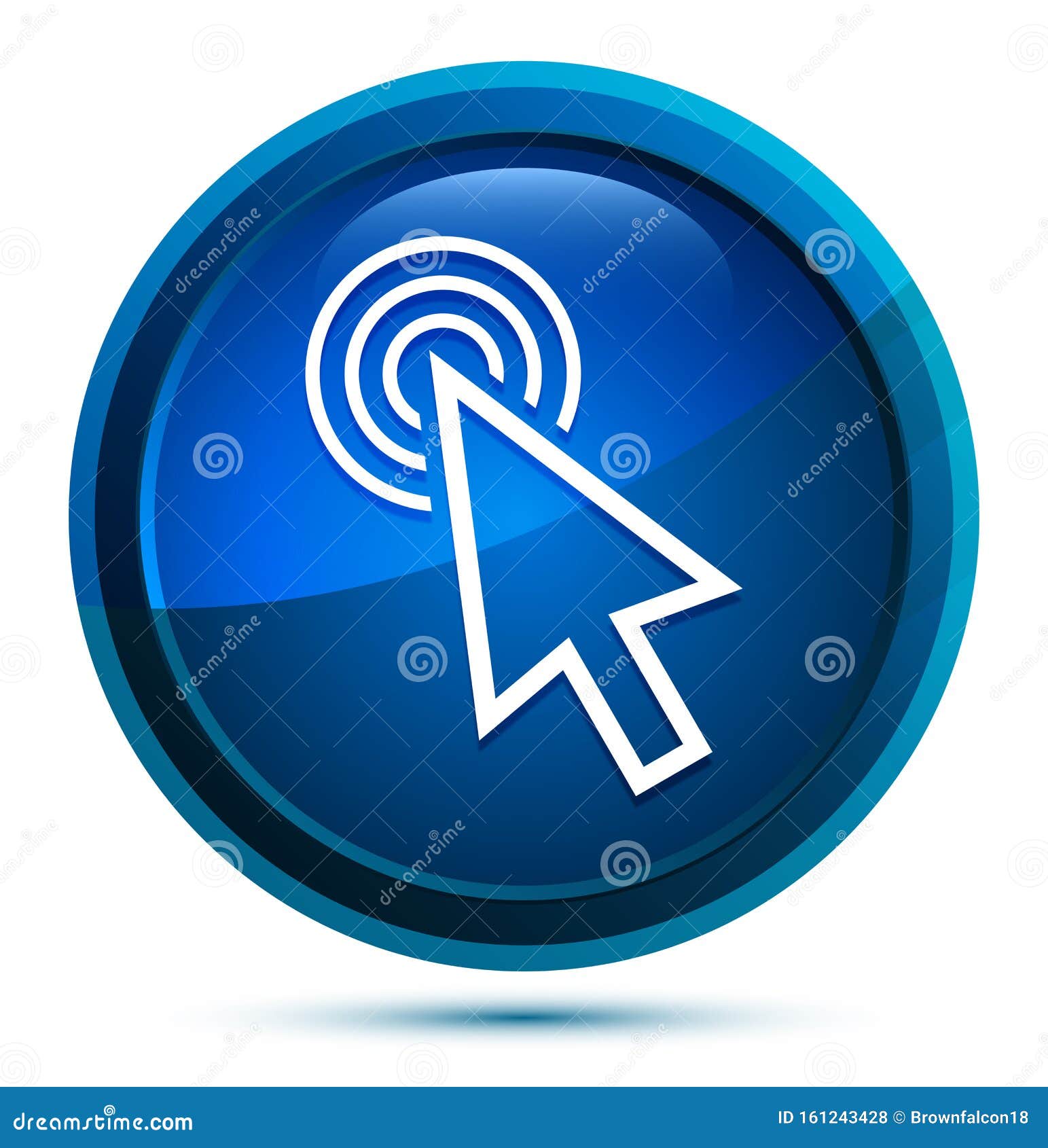Cursor Click Icon Elegant Blue Round Button Illustration Stock Vector ...