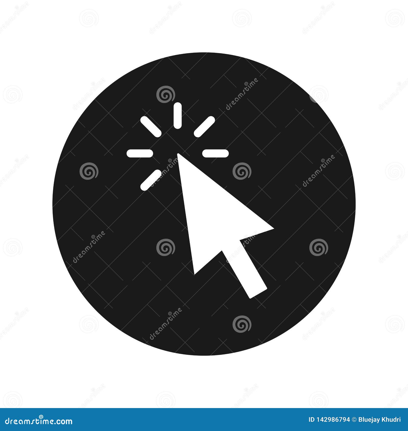 Cursor Click Icon Flat Black Round Button Vector Illustration Stock ...