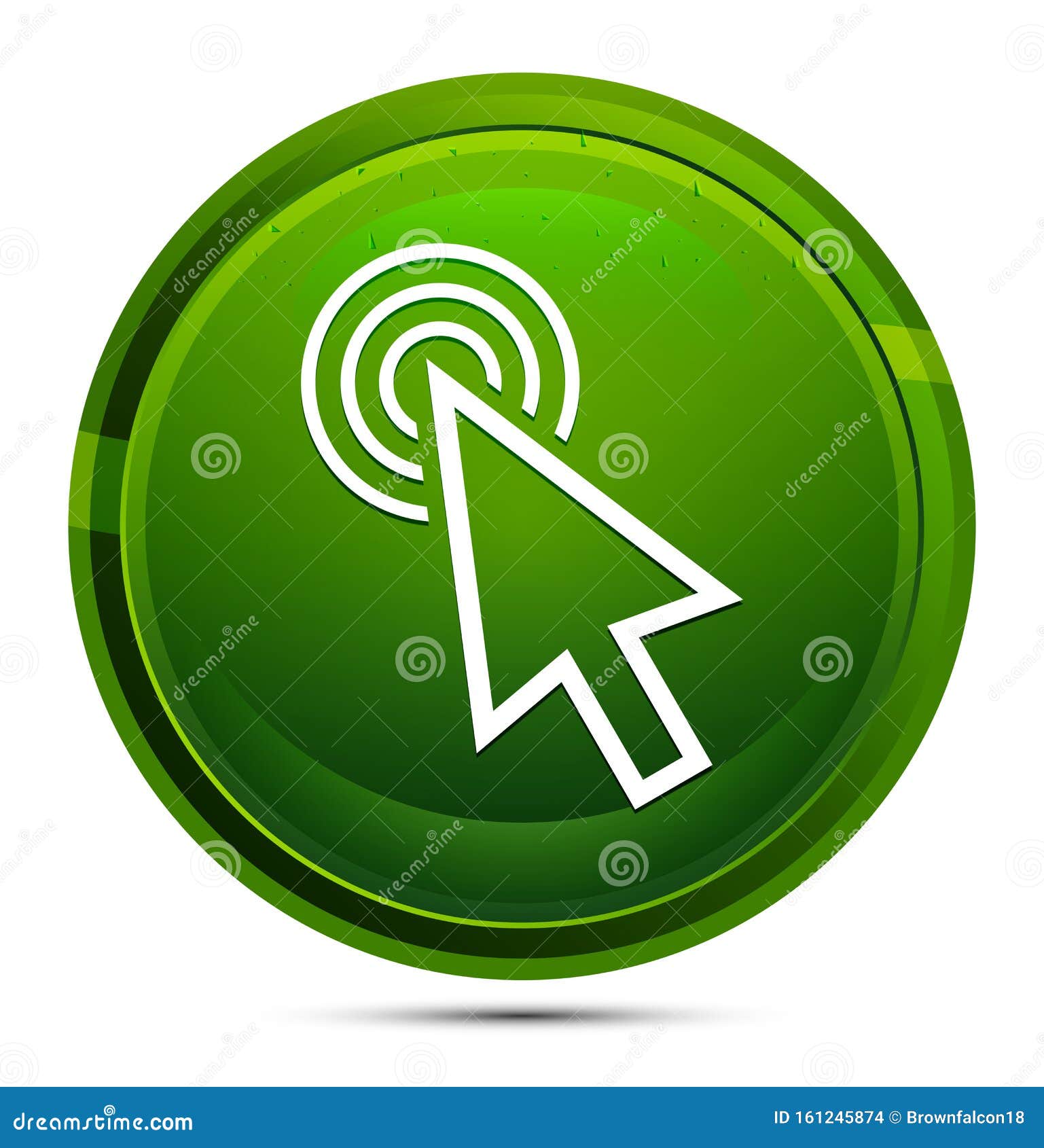 Cursor Click Icon Glassy Green Round Button Illustration Stock Vector ...