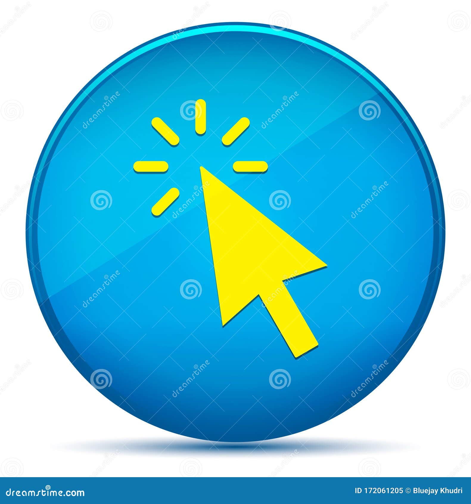 Cursor Click Icon Modern Flat Cyan Blue Round Button Stock Illustration ...