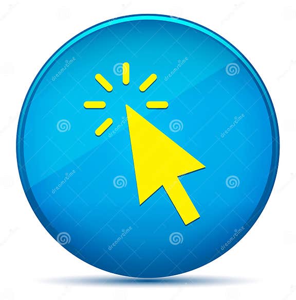 Cursor Click Icon Modern Flat Cyan Blue Round Button Stock Illustration ...