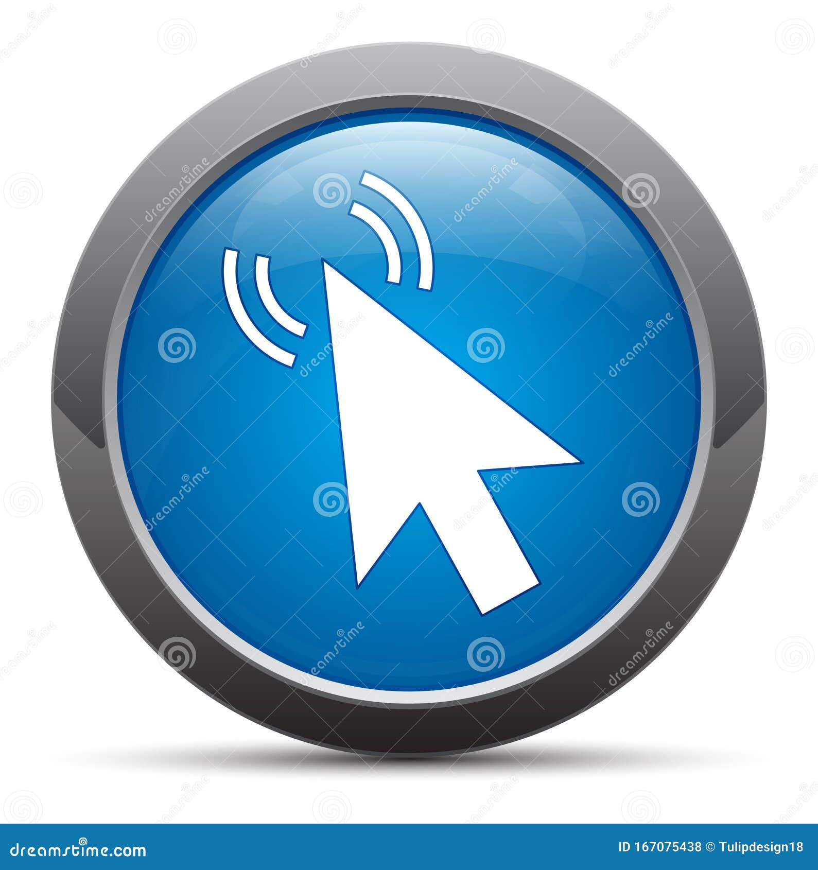 Cursor Click Icon Premium Blue Round Button Vector Illustration Stock ...