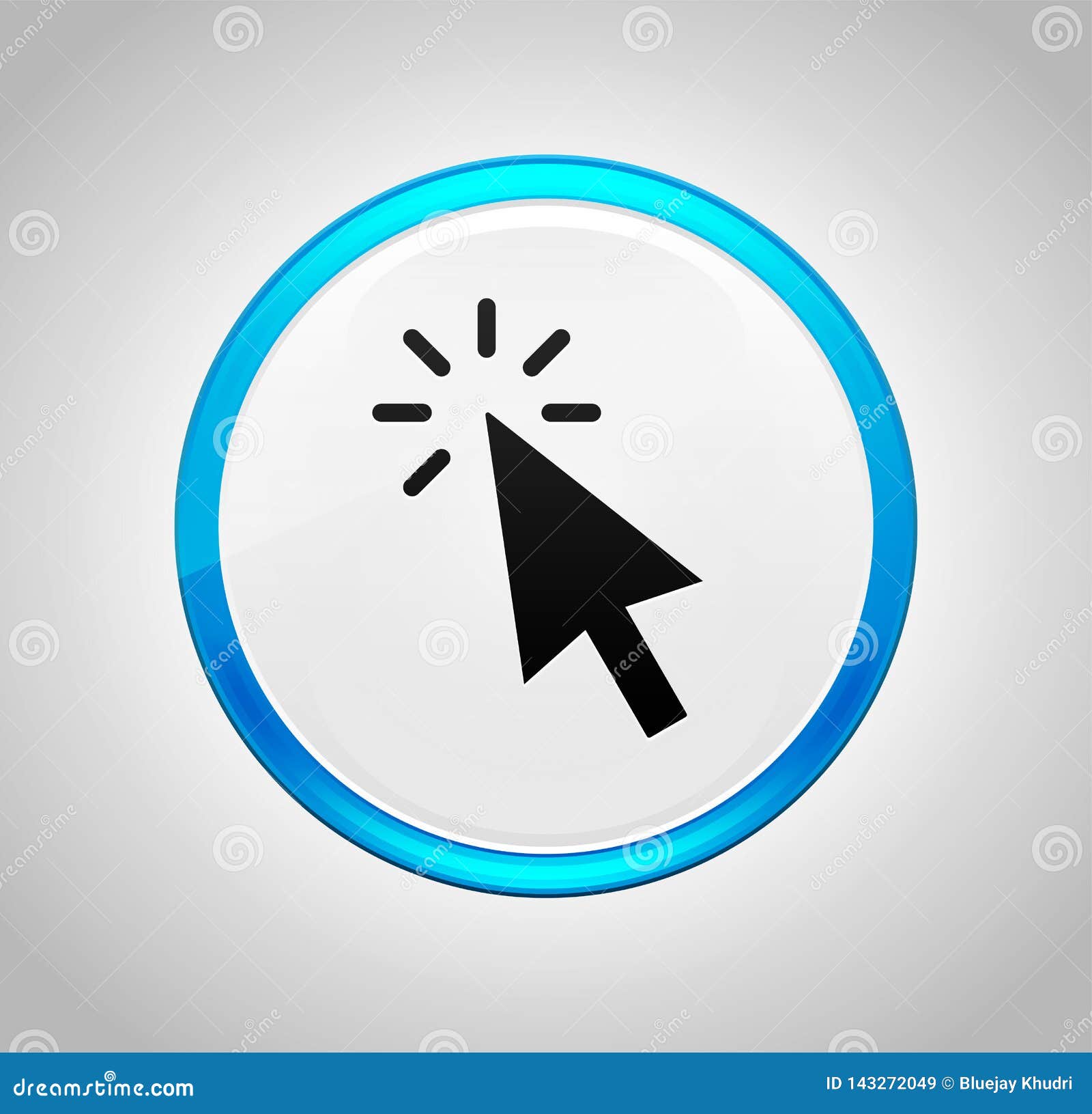 Cursor Click Icon Round Blue Push Button Stock Illustration ...