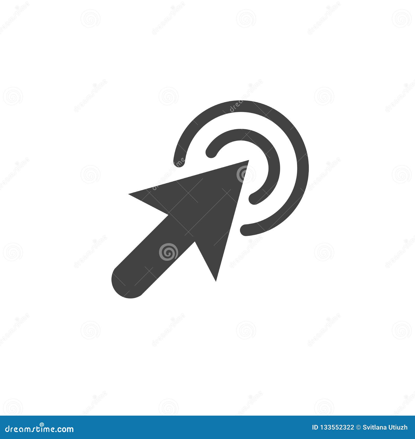 Cursor Click Icon with Waves. Vector Illustration Isolated on Wh Stock ...