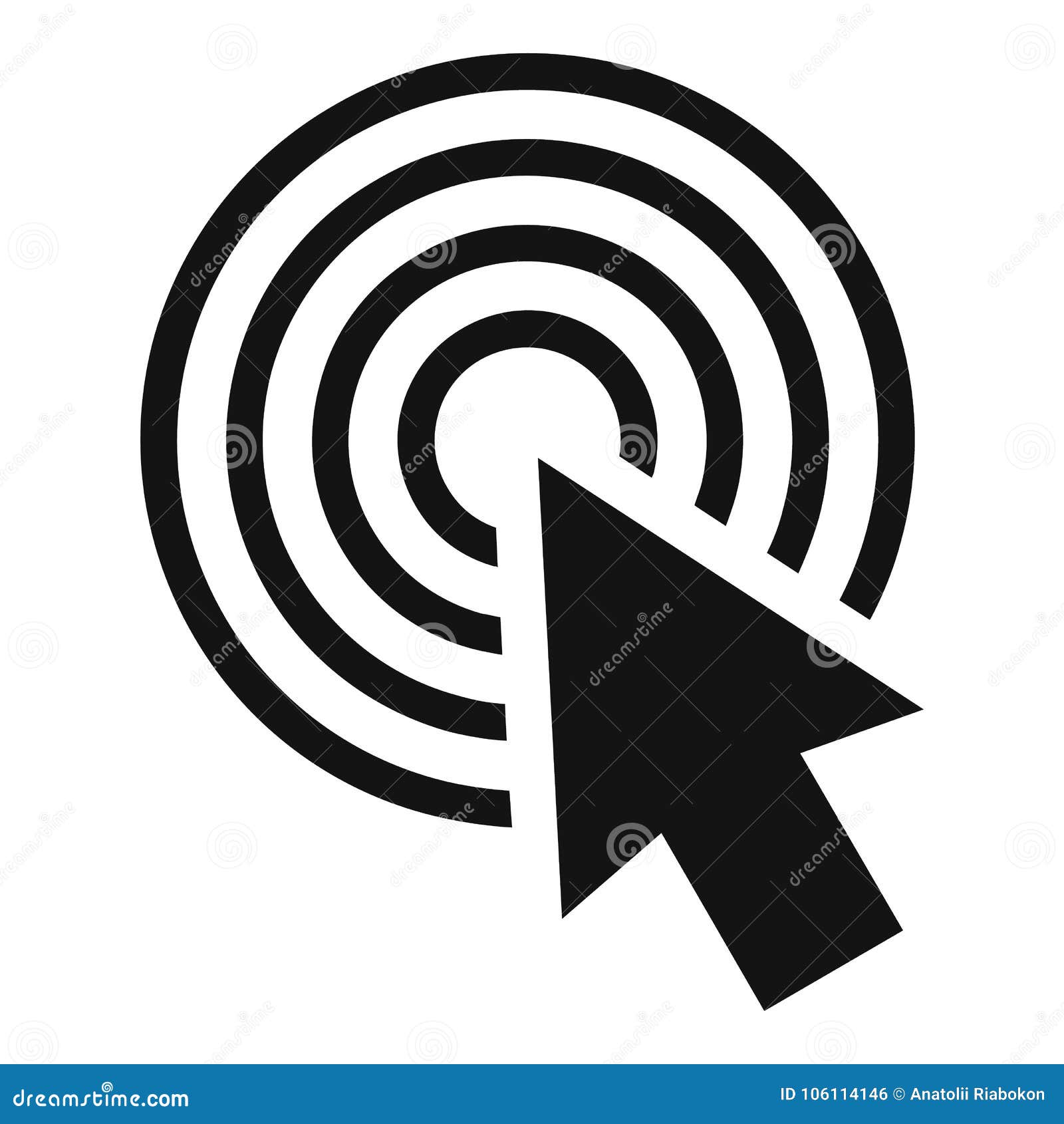 Cursor Click Round Icon, Simple Black Style Stock Vector - Illustration ...
