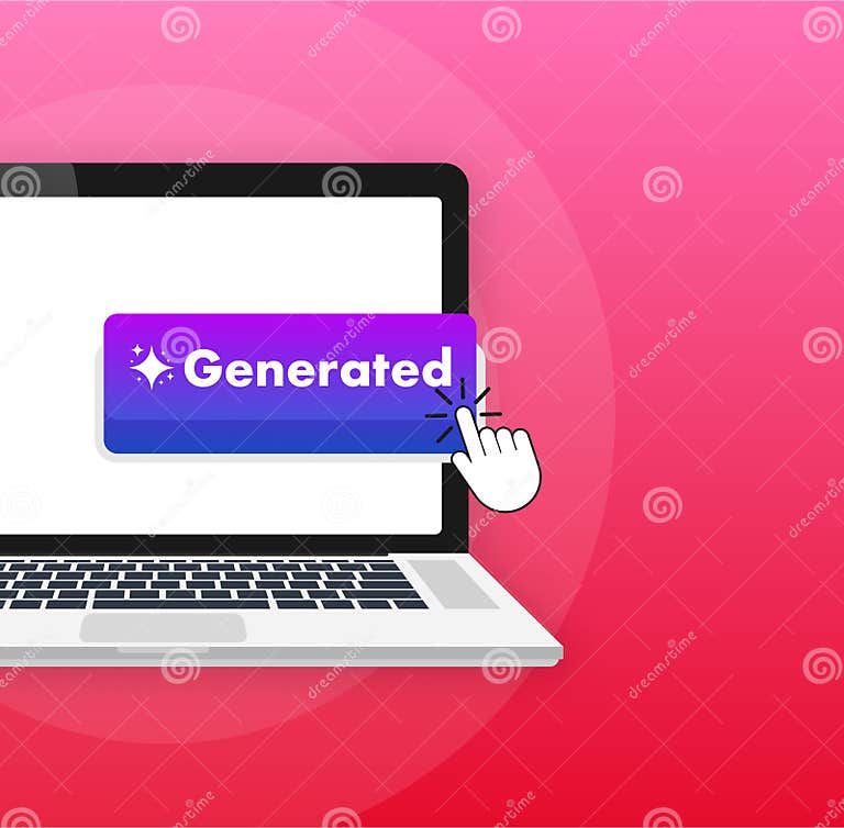 Cursor Clicking Generated Button on Laptop Screen Stock Illustration ...
