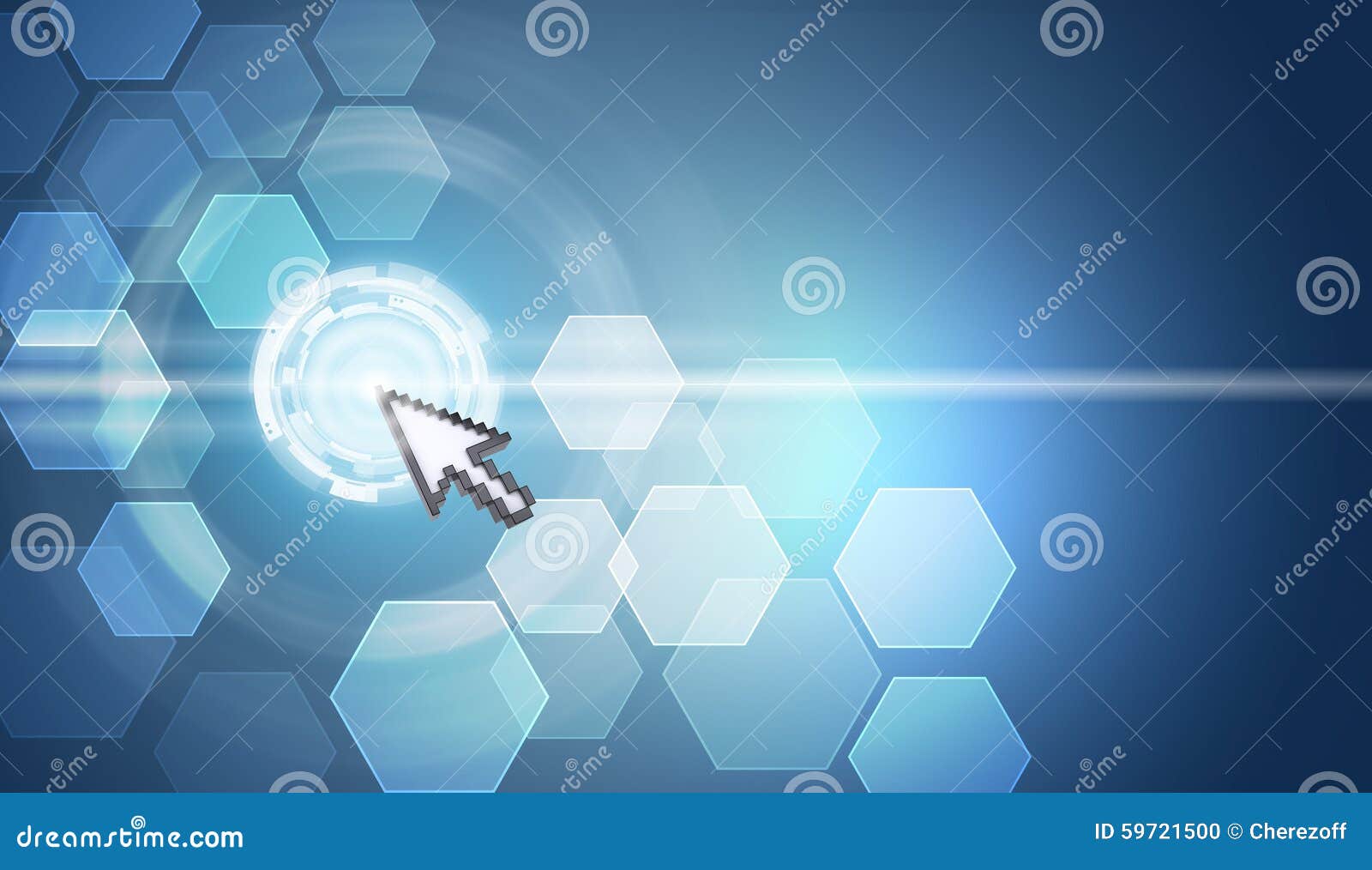 Cursor Clicking on Virtual Screen Stock Illustration - Illustration of ...