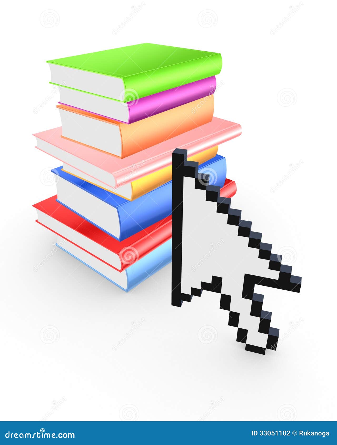 Cursor and colorful books. stock illustration. Illustration of ...