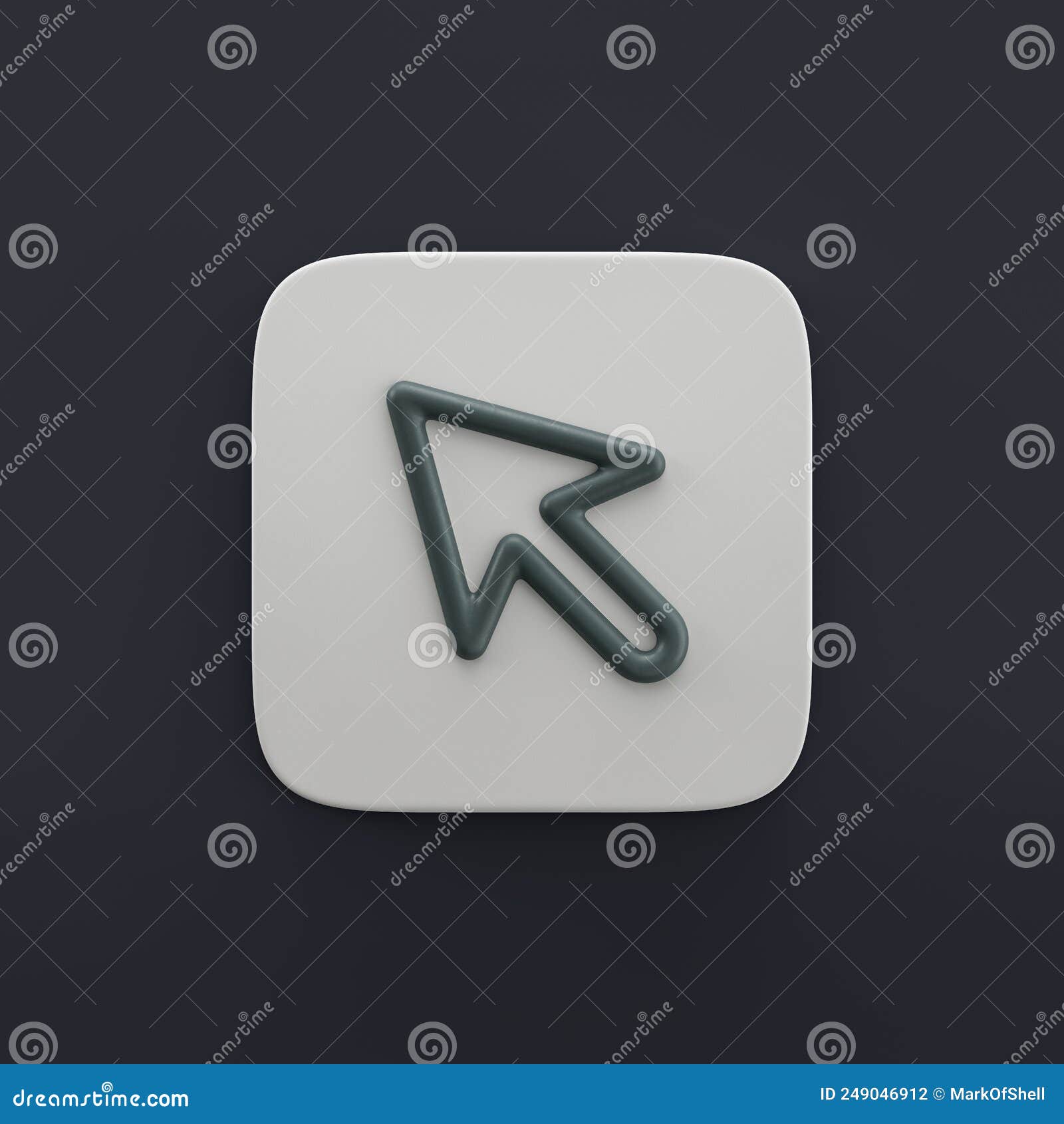 Cursor 3d Icon, Outilne Design and Development Icon in Grey Color on a ...