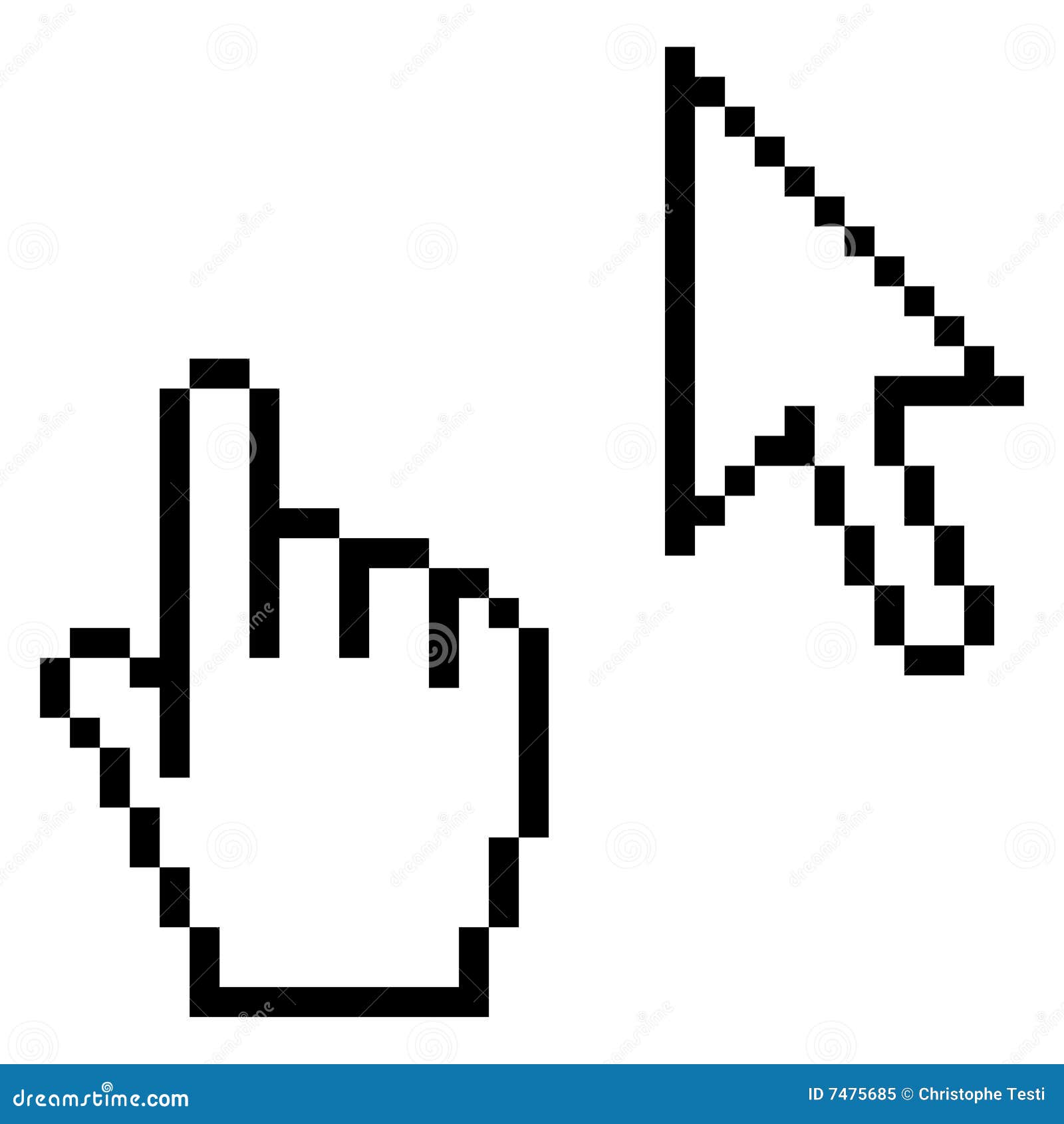 Cursor Da Mão E Do Rato De Pixelated Ilustração do Vetor - Ilustração ...