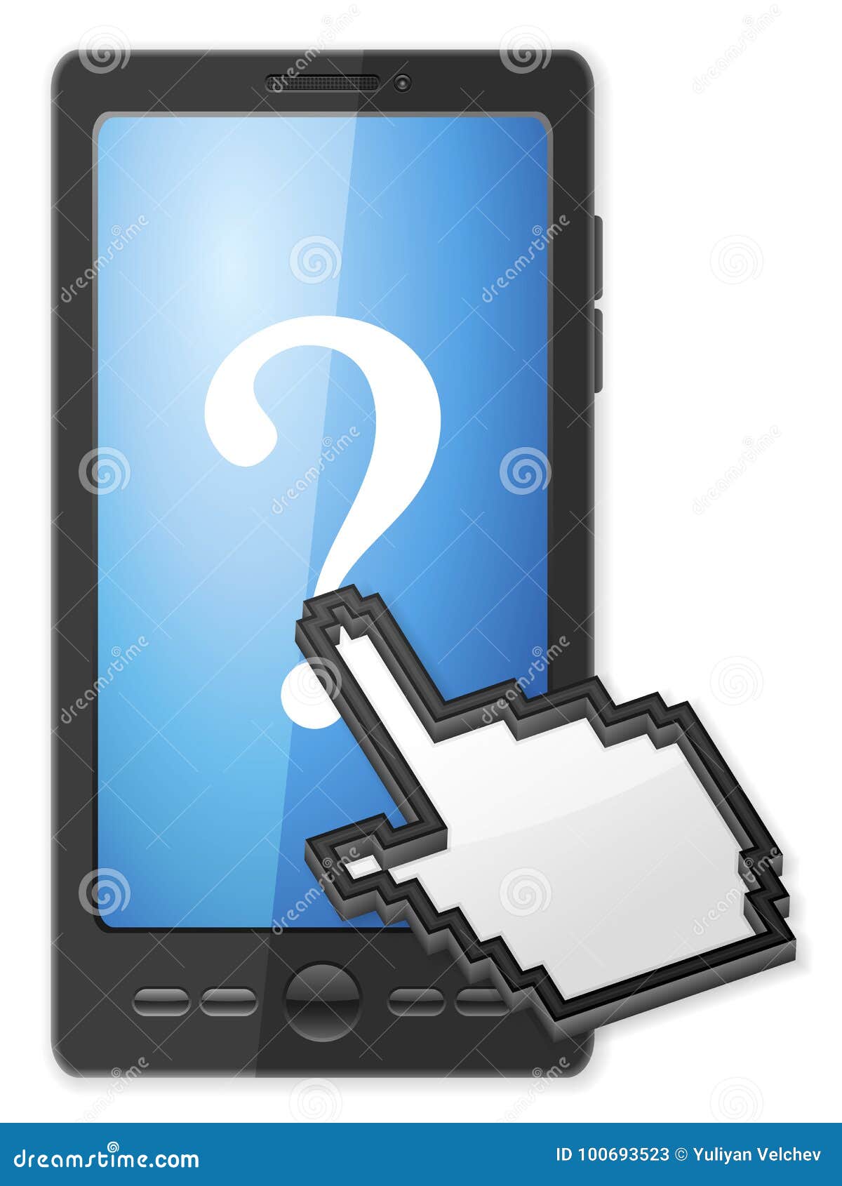 Cursor Del Teléfono Y Símbolo De La Pregunta Ilustración del Vector ...