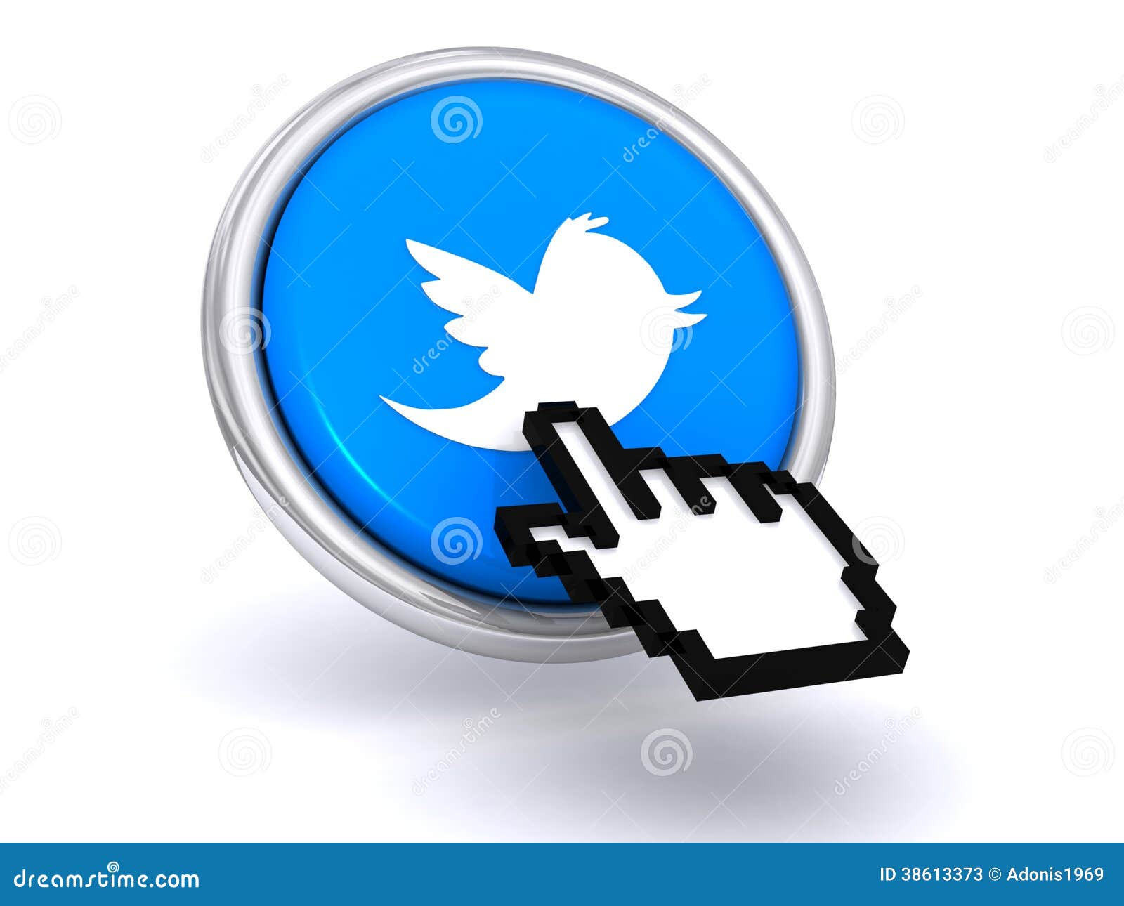 Cursor Hand on Twitter Button Stock Illustration - Illustration of ...