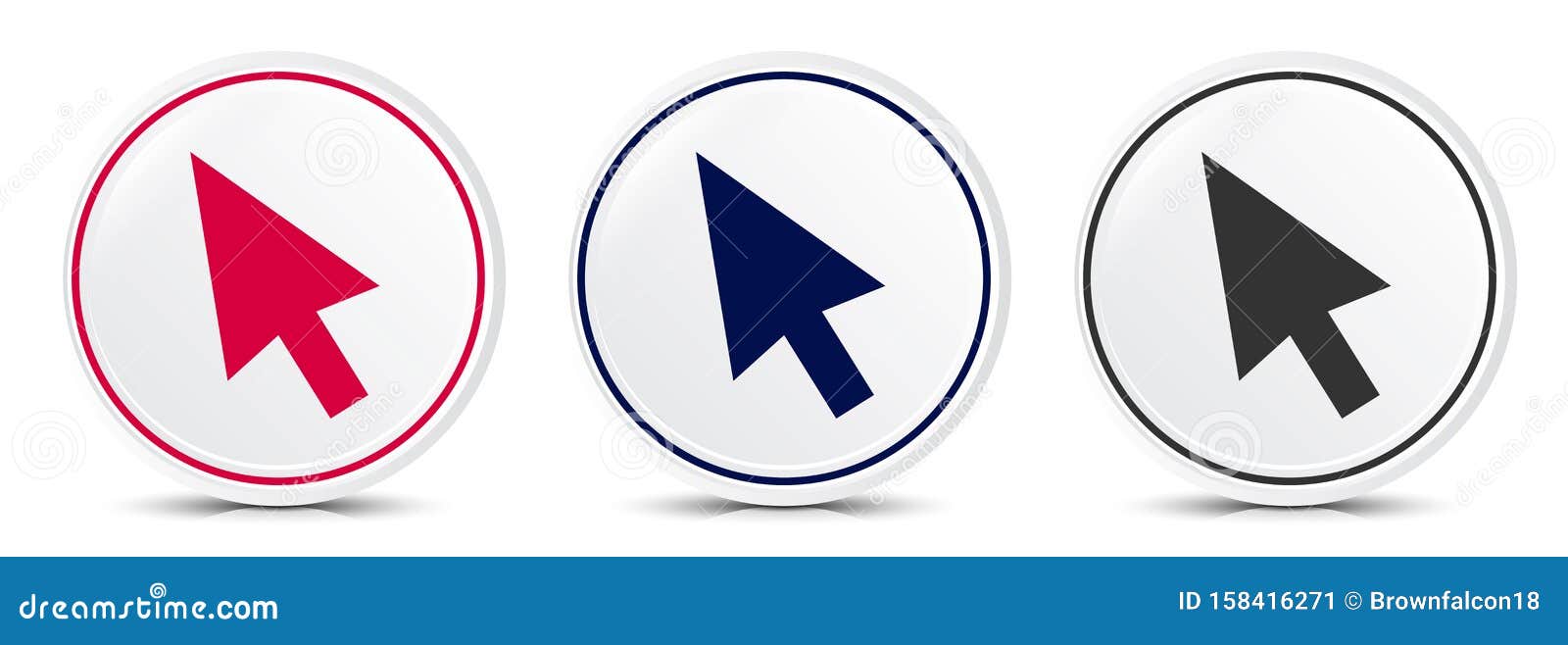 Cursor Icon Crystal Flat Round Button Set Illustration Design Stock ...