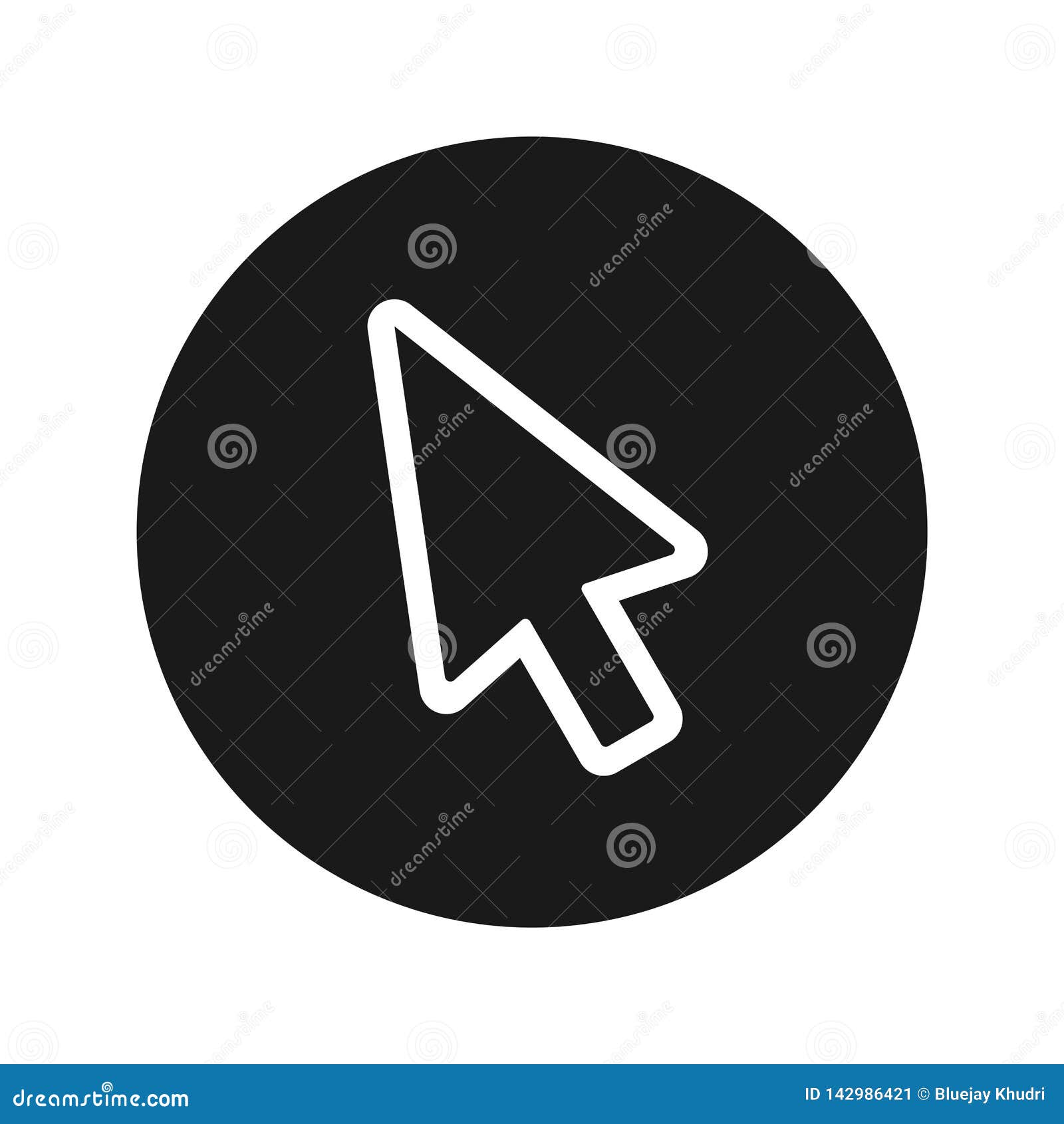 Cursor Icon Flat Black Round Button Vector Illustration Stock Vector ...