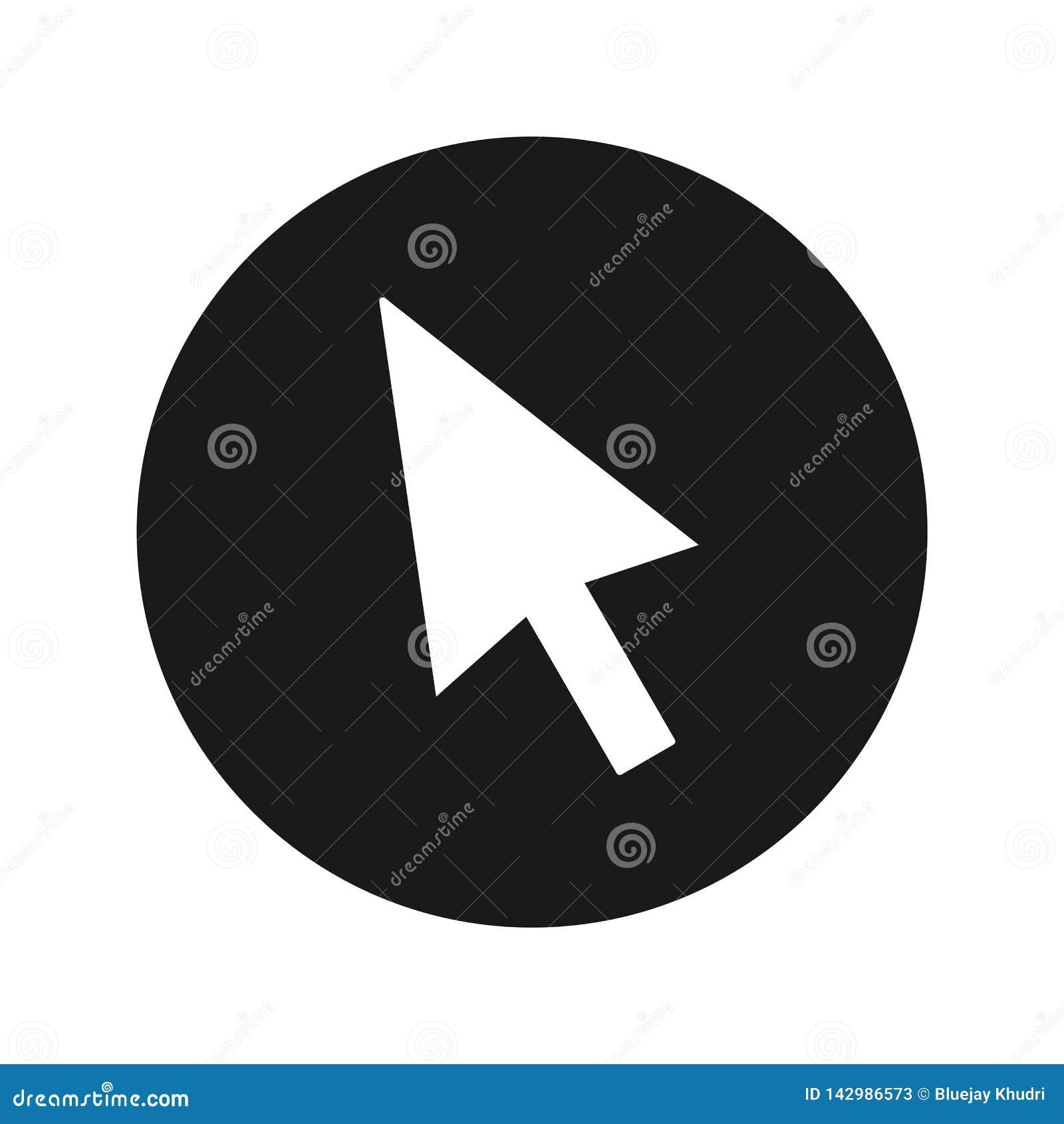 Cursor Icon Flat Black Round Button Vector Illustration Stock Vector ...