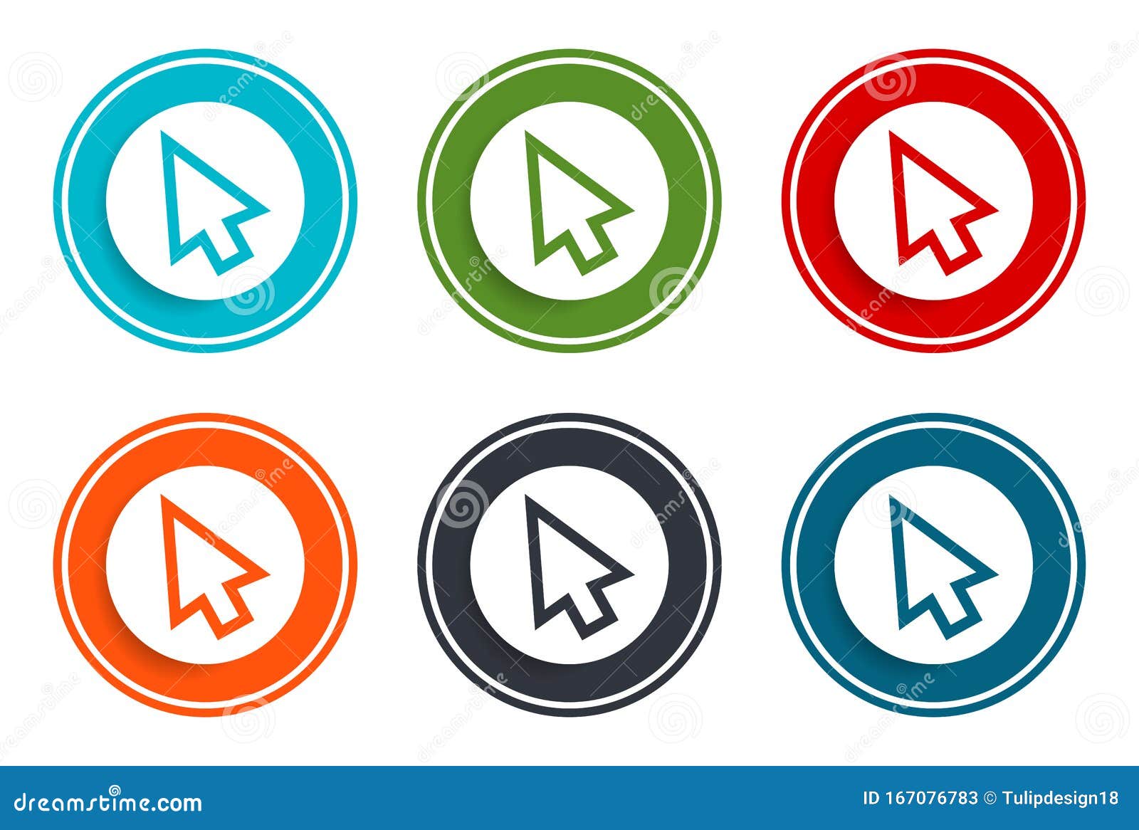 Cursor Icon Flat Vector Illustration Design Round Buttons Collection 6 ... Cursor Icon Flat Vector Illustration Design Round Buttons Collection 6 ...