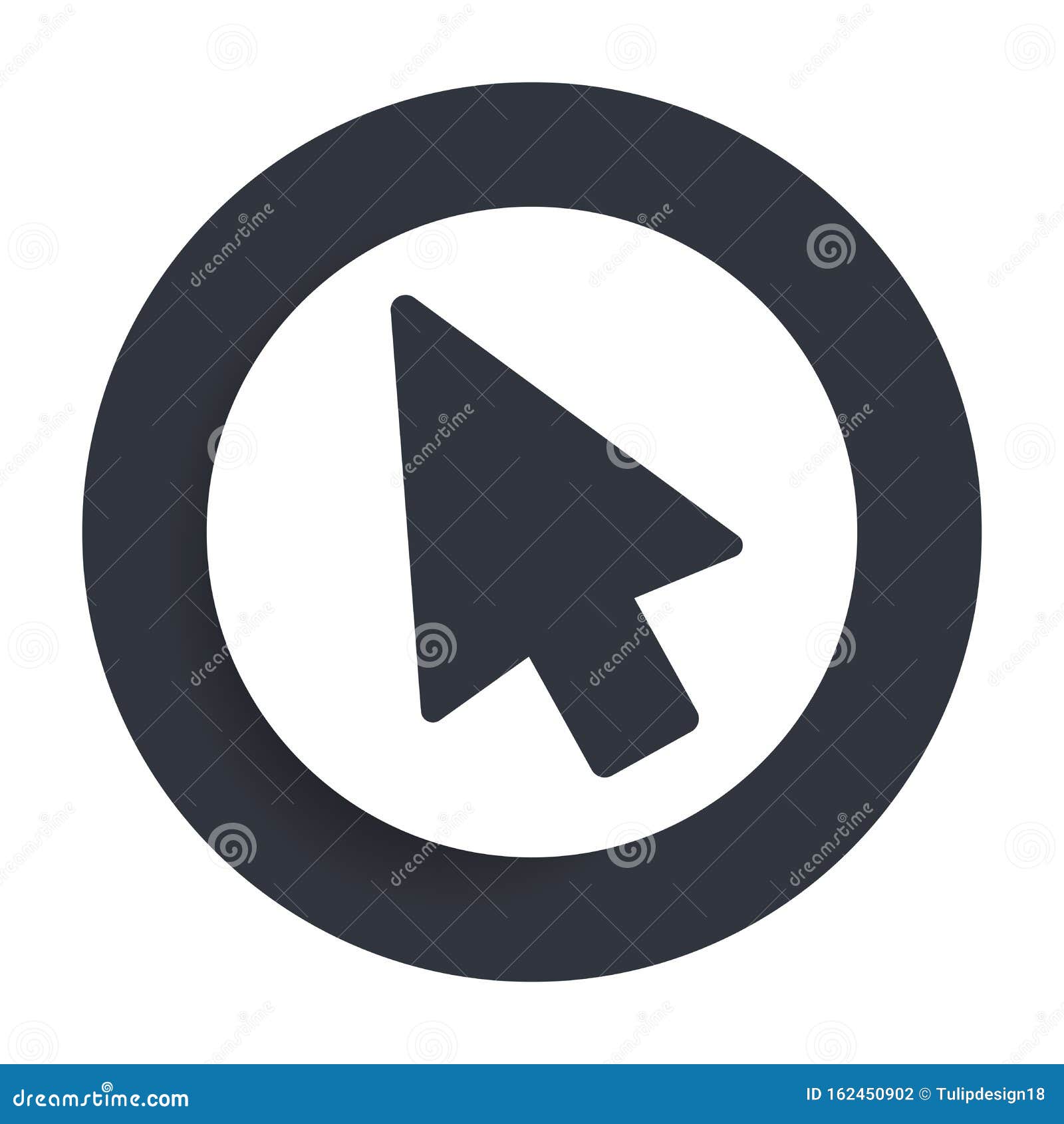 Cursor Icon Flat Vector Round Button Clean Black and White Design ...