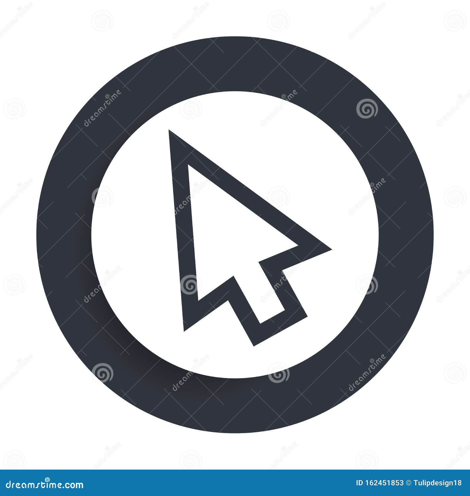 Cursor Icon Flat Vector Round Button Clean Black and White Design ...