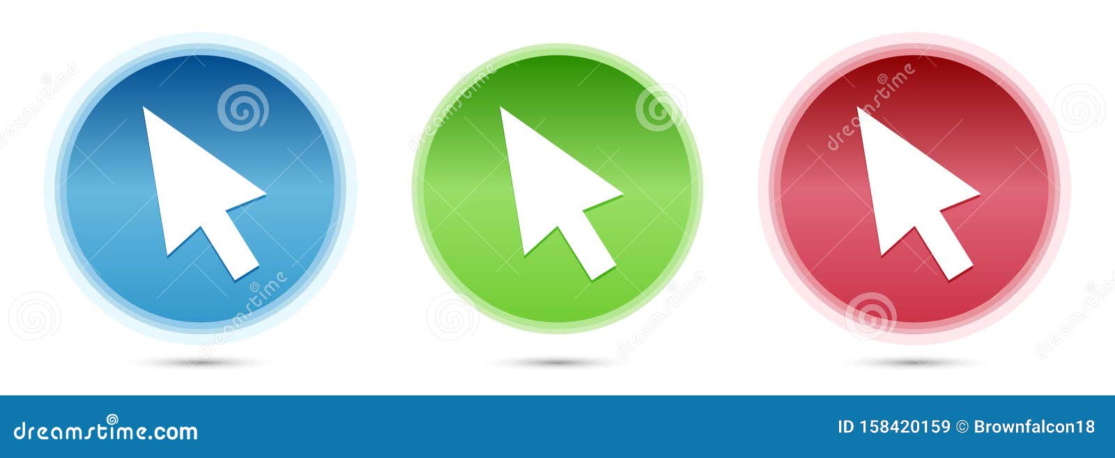 Cursor Icon Glass Round Buttons Set Illustration Stock Vector ...