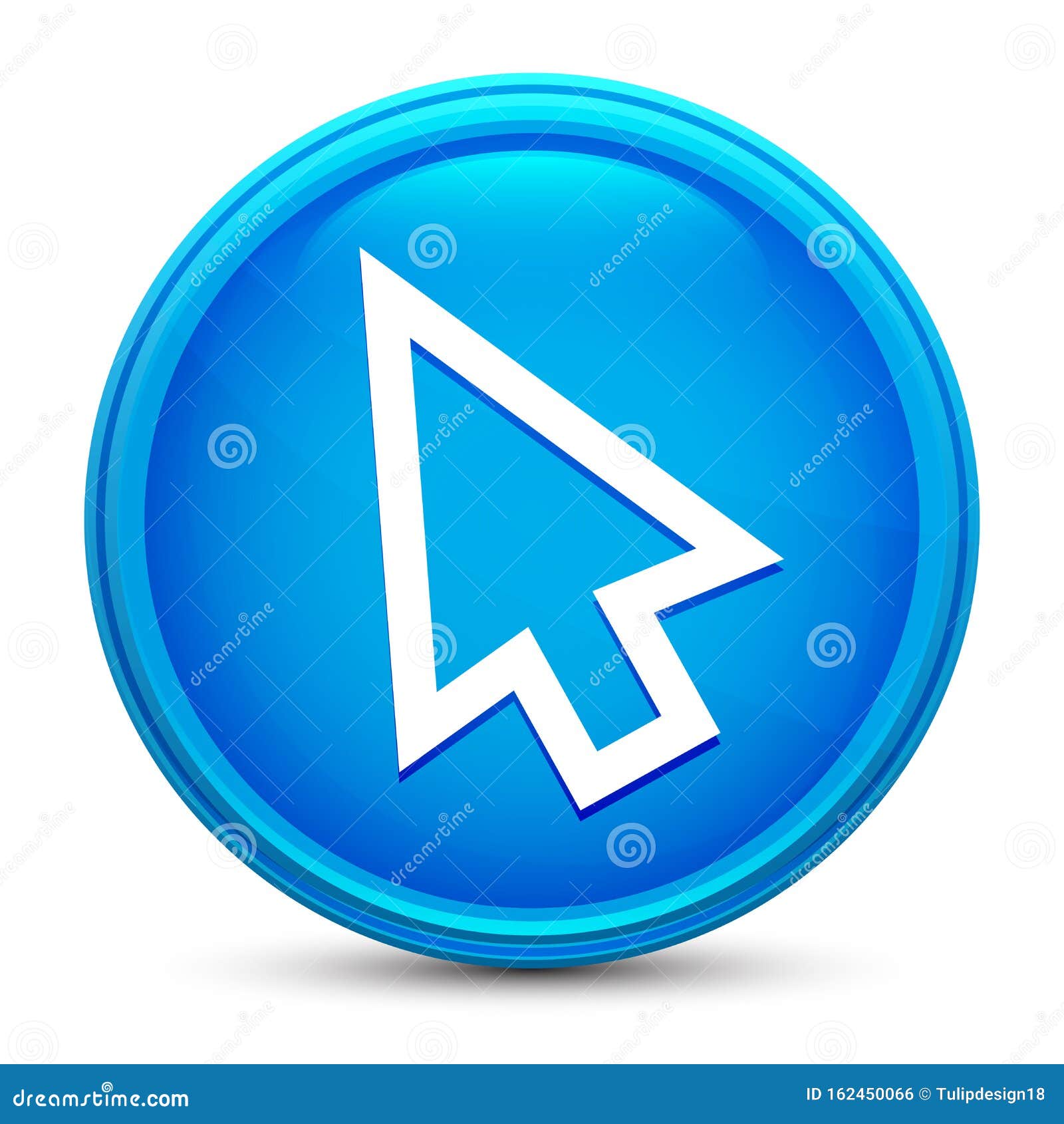 Cursor Icon Glass Shiny Blue Round Button Isolated Design Vector ...