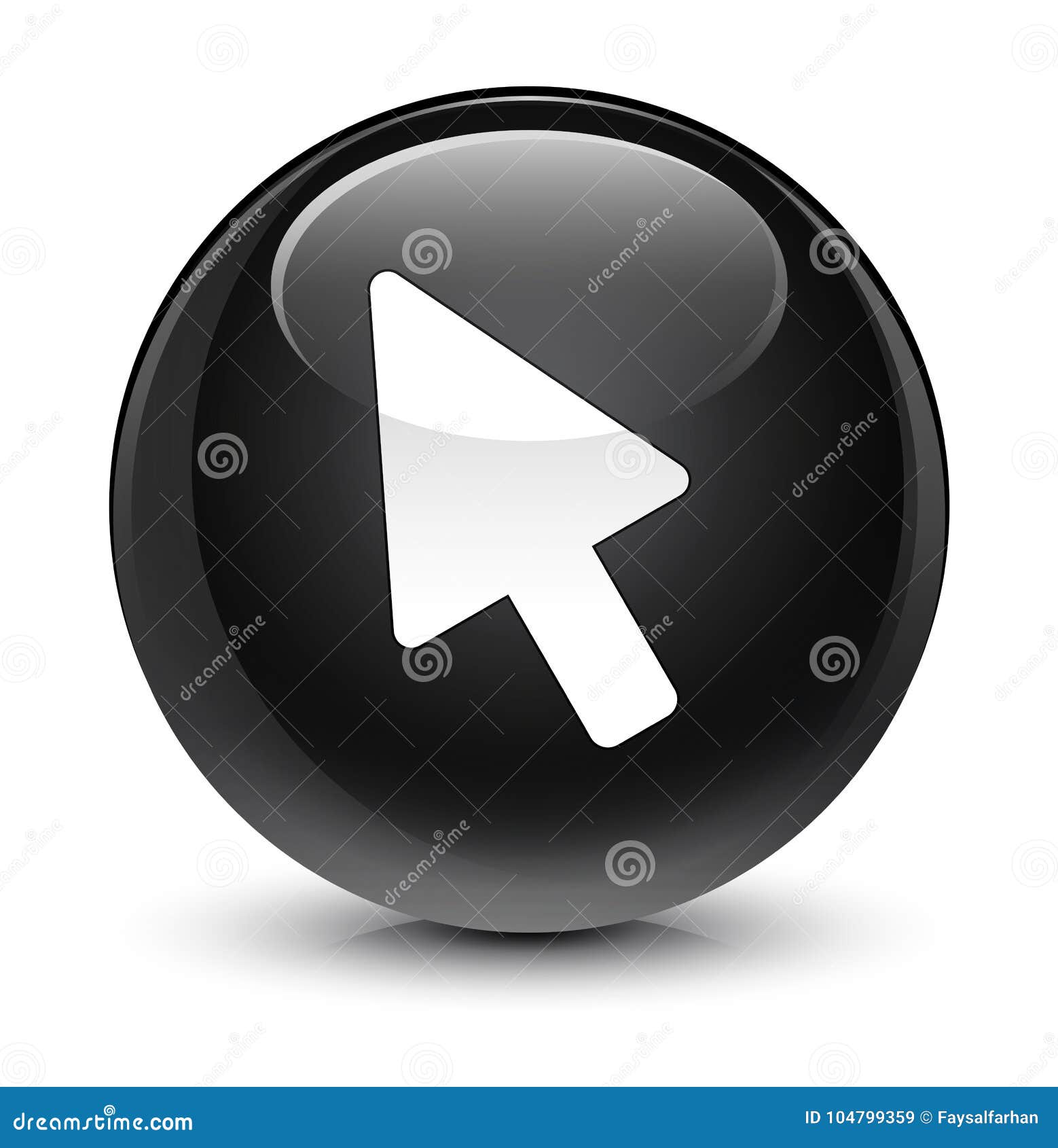 Cursor Icon Glassy Black Round Button Stock Illustration - Illustration ...