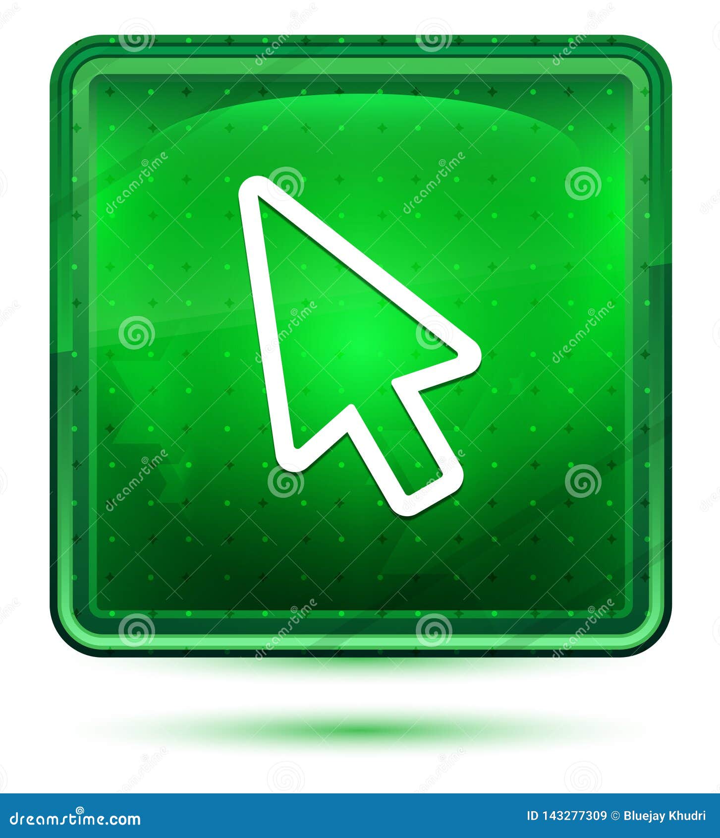 Cursor Icon Neon Light Green Square Button Stock Illustration ...